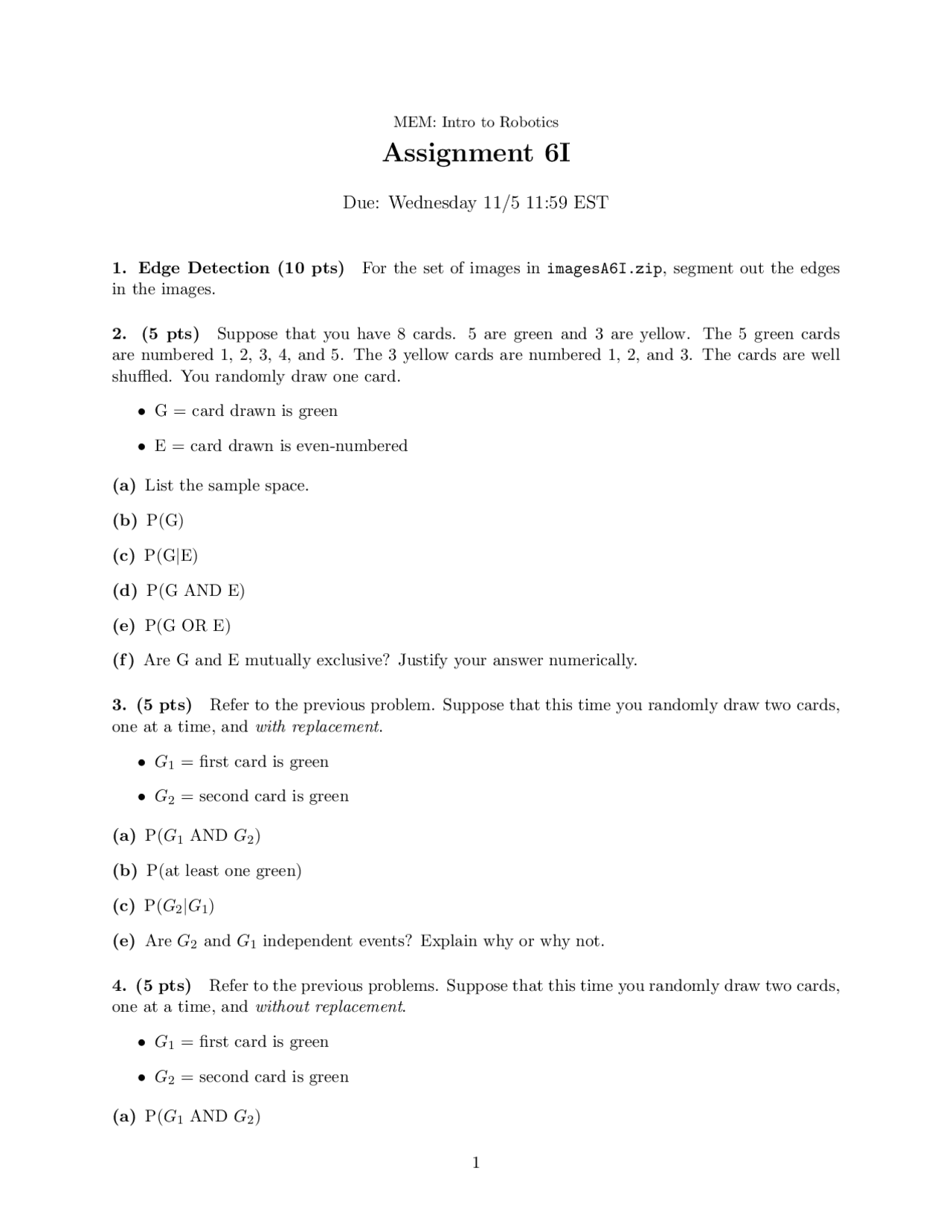 Practice Assignment 6 Introduction To Robotics Mem 455 Docsity