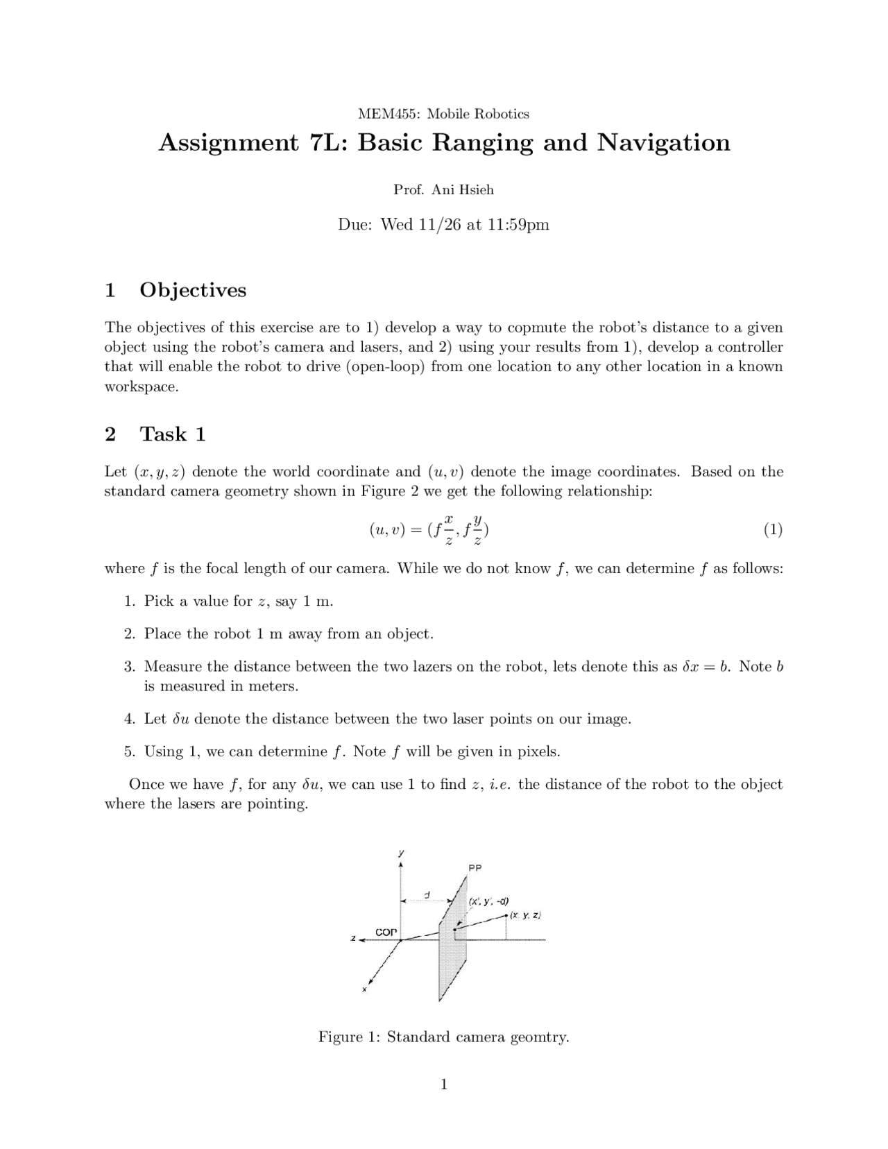 Assignment 7 Basic Ranging And Navigation Introduction To Robotics