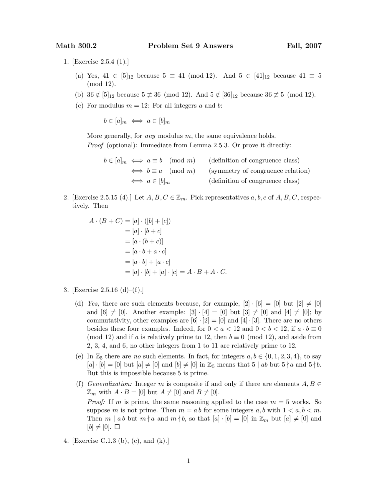 Fundamentals Concepts of Mathematics - Problem Set 9 Answers | MATH 300 ...