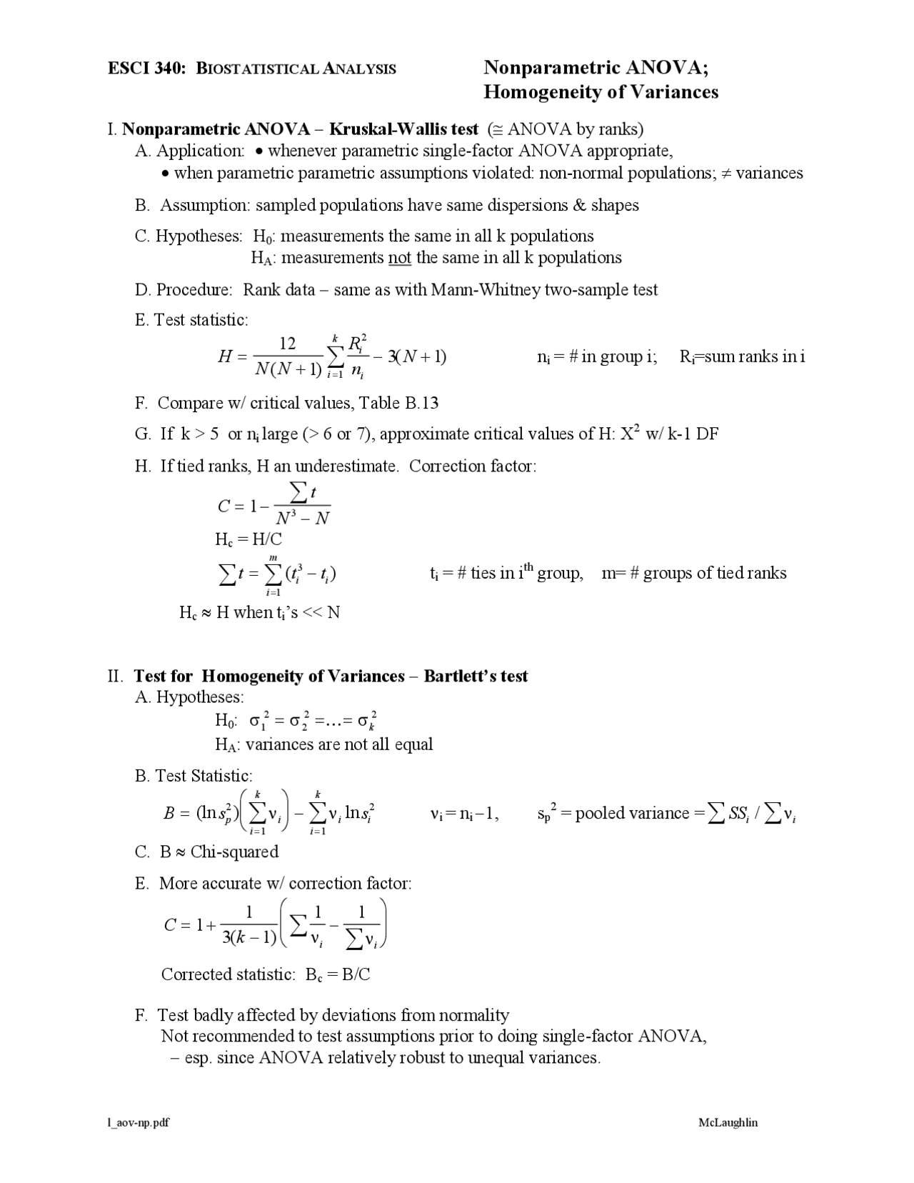 Nonparametric ANOVA - Docsity