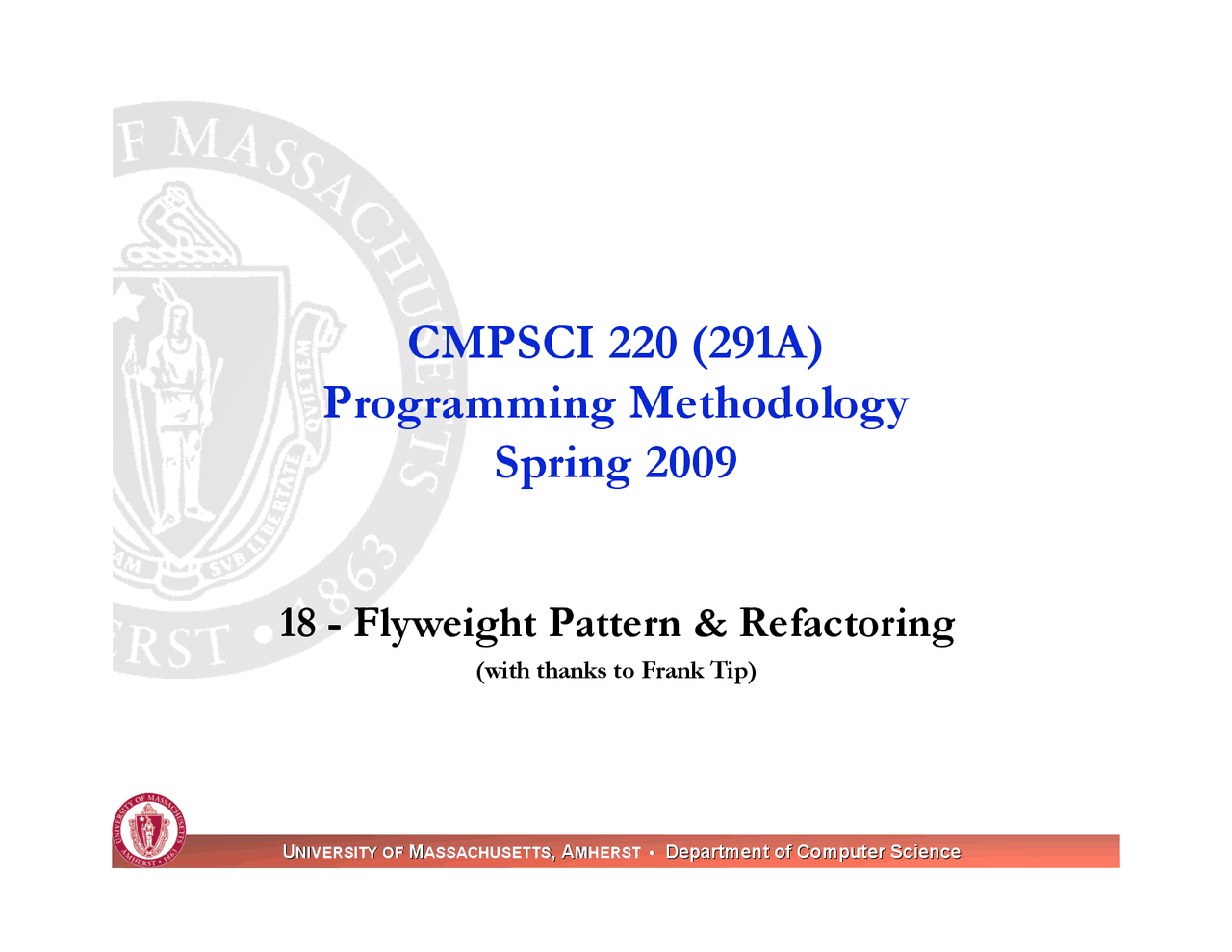 Flyweight Pattern In Programming Methodology Cmpsci 220 Docsity