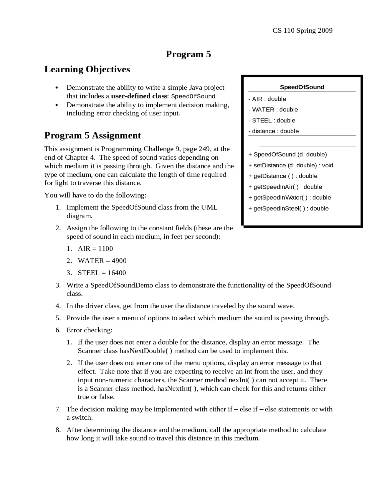 Programming Assignment 5 On Programming Fundamentals I Cs 110 Docsity 7774