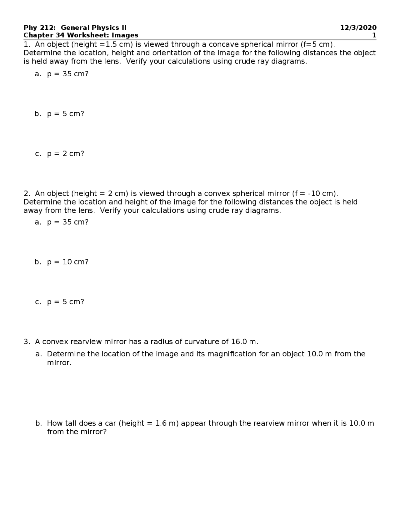 Practice Questions For Exam General Physics Phy 212 Docsity