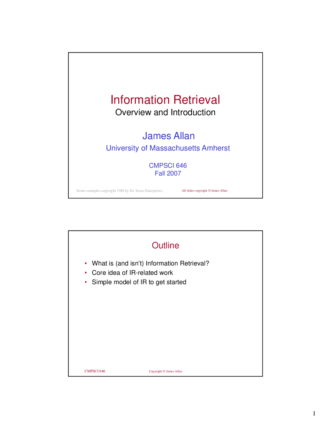 Lecture Slides On What Is Information Retrieval Cmpsci 646 Docsity
