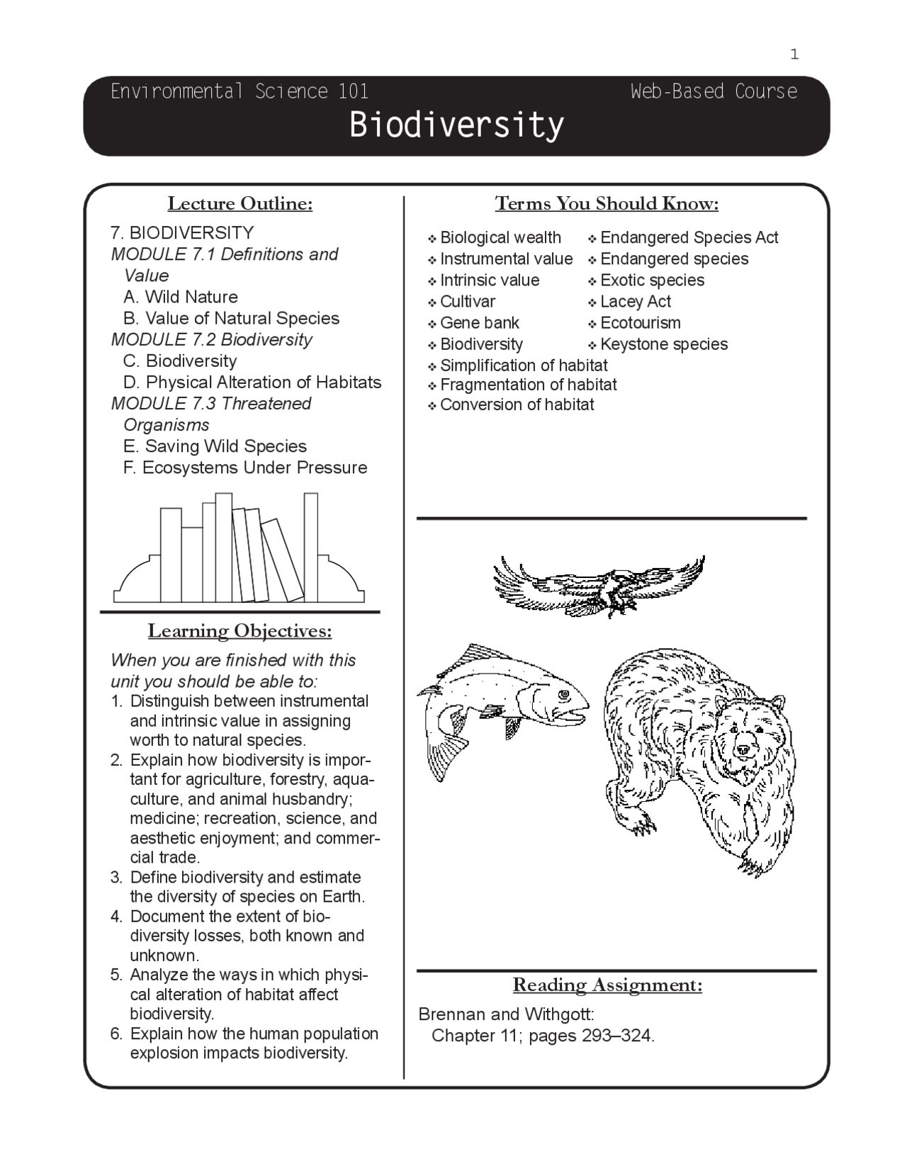 Notes On Biodiversity Introduction To Environmental Science Envs