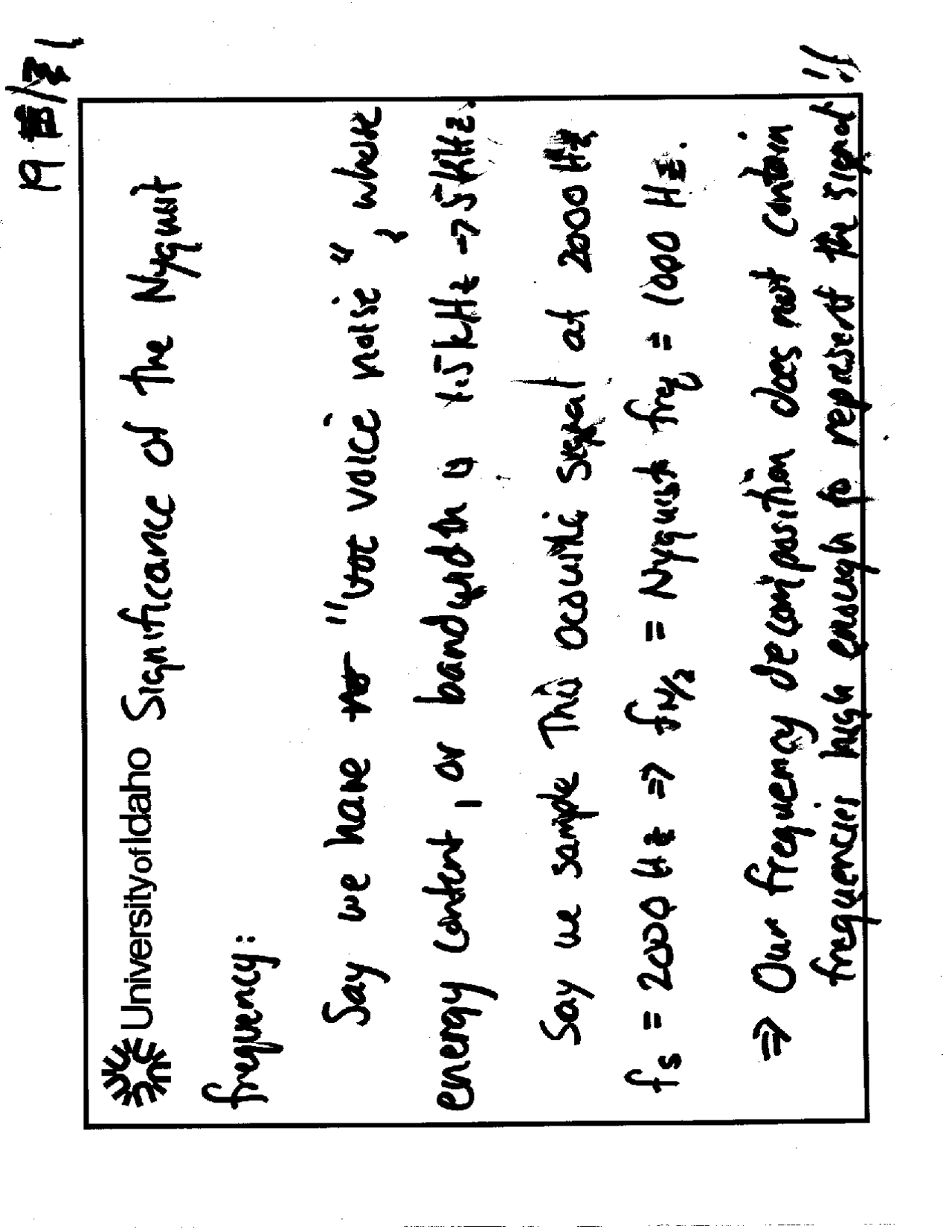 Significance of the Nyquist - Handwritten Notes | ME 413 - Docsity