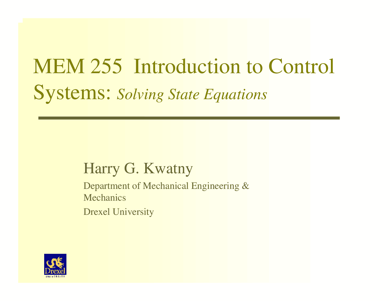 Solving State Equations - Introduction to Controls System - Slides ...