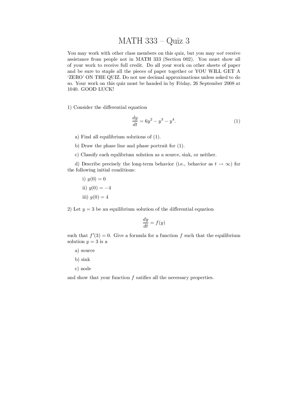 Practice Quiz 3 - Differential Equations with Matrix Theory | MATH 333 ...