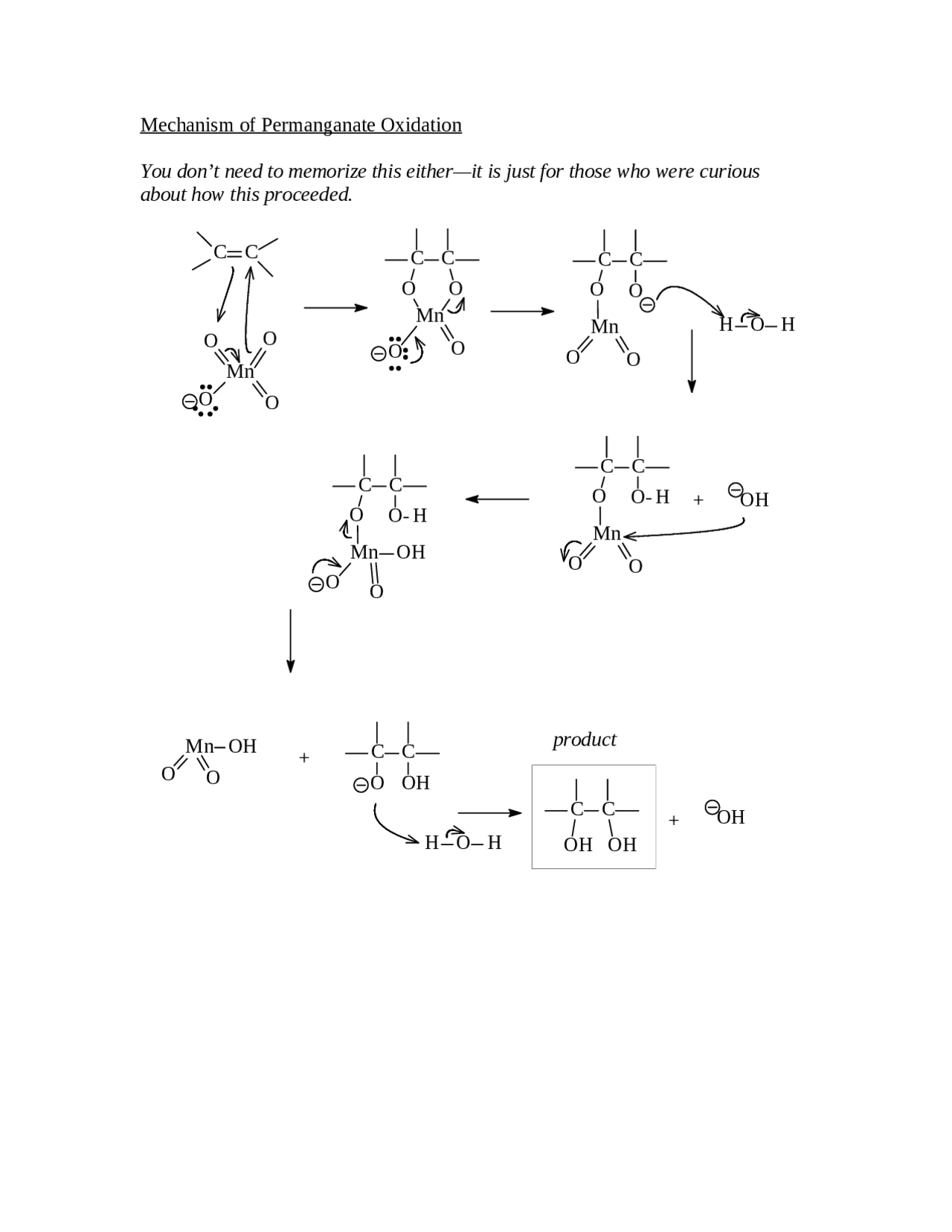Notes on Mechanism of Permanganate Oxidation | CHEM 2300 - Docsity