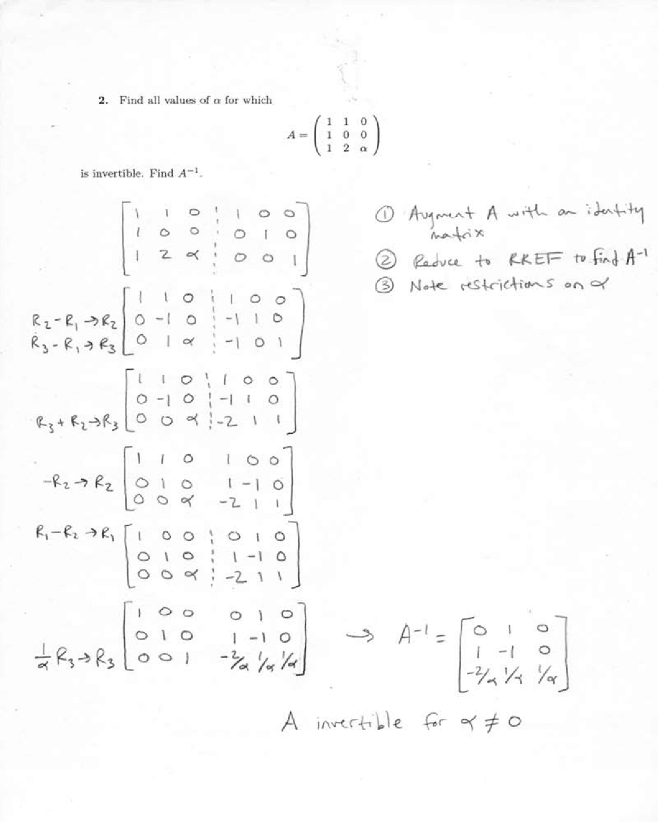 Old Examination 1 With Answers Linear Algebra Math 201 Docsity