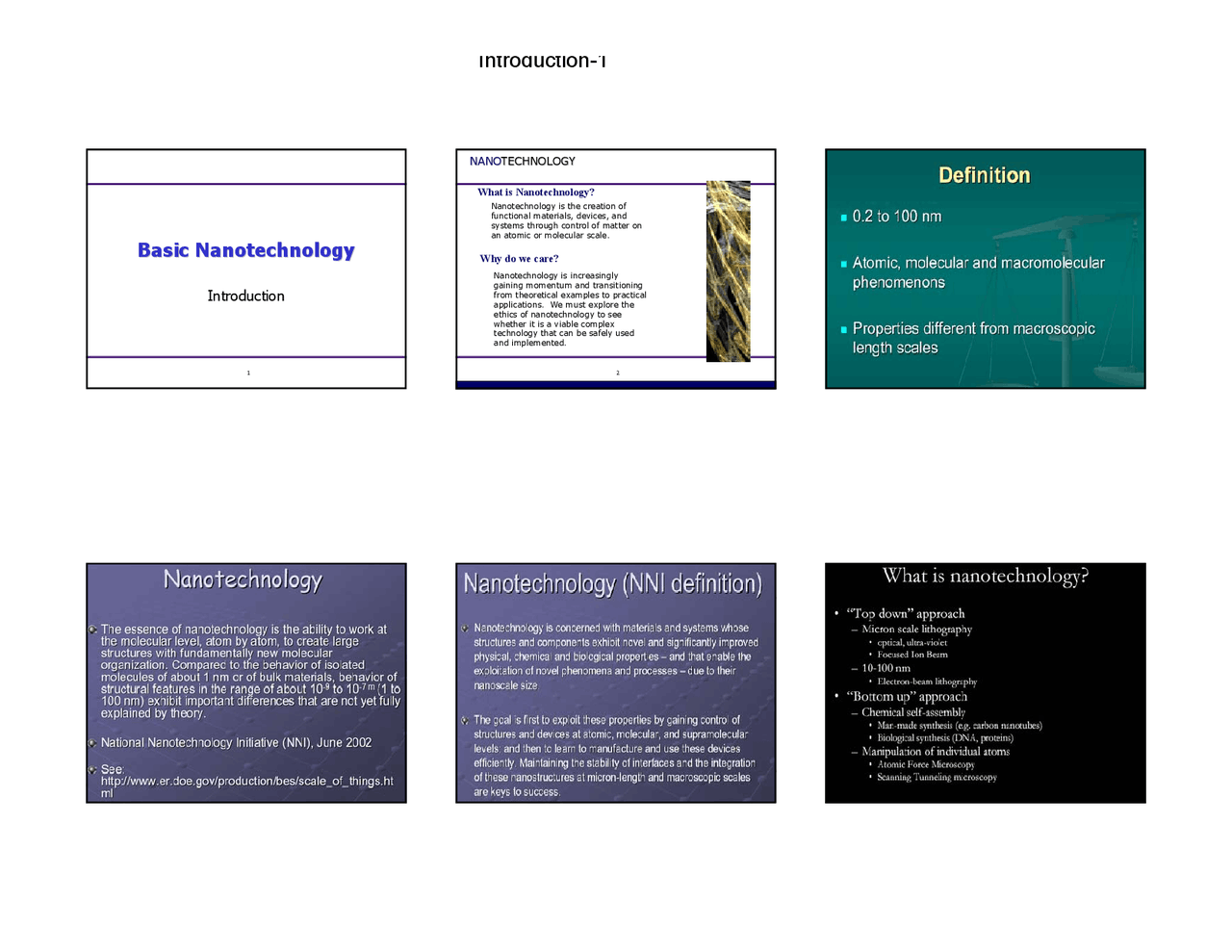 Basic Nanotechnology Introduction Lecture Slides Ee 530 Docsity