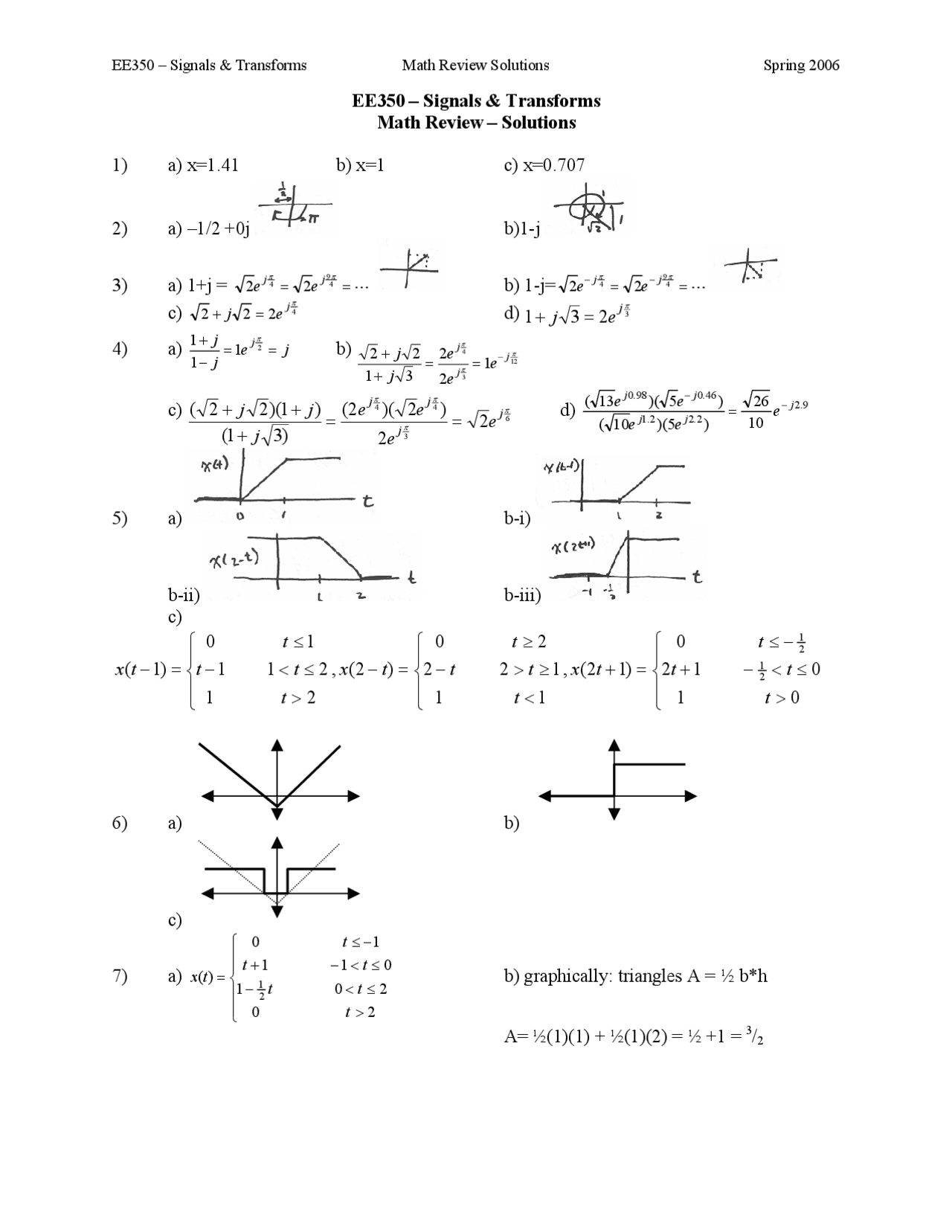 Review Problems With Solutions Signals And Systems Ece 350 Docsity