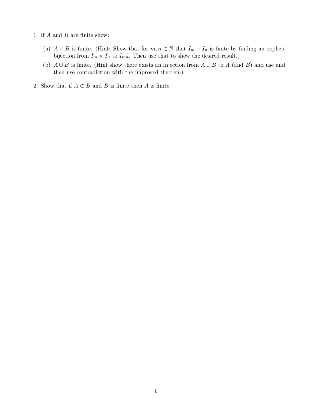 Assignment Unsolved Questions For Advanced Calculus I Math 360 Docsity