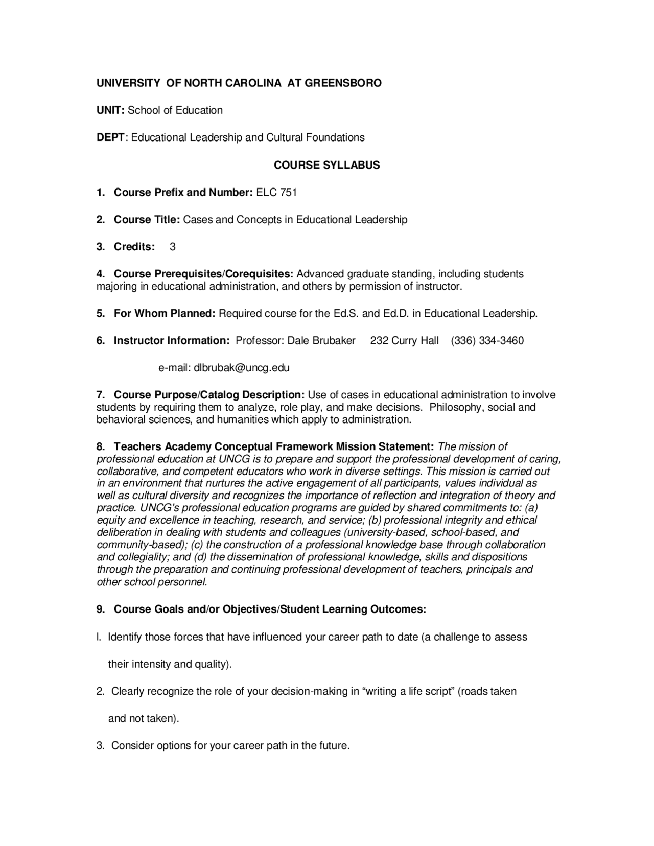 Syllabus Schedule for Concepts and Cases in Educational Foundations ...