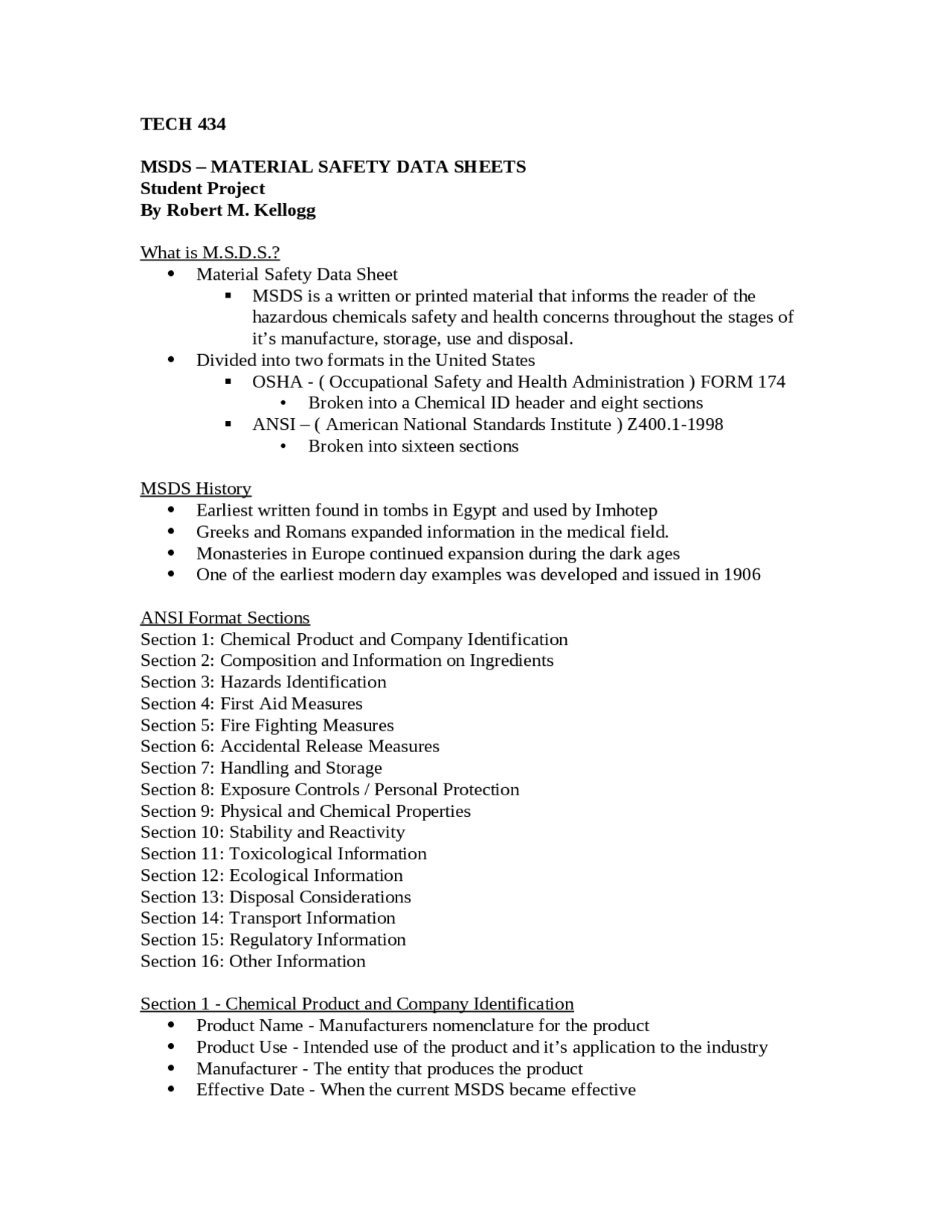 Material Safety Data Sheets and Health Administration - Project | TECH ...