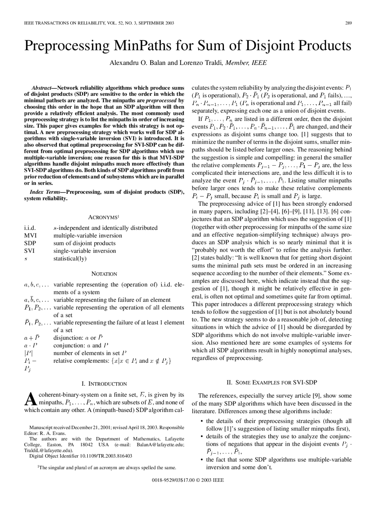 Preprocessing MinPaths for Sum of Disjoint Products - Notes | LAST ...