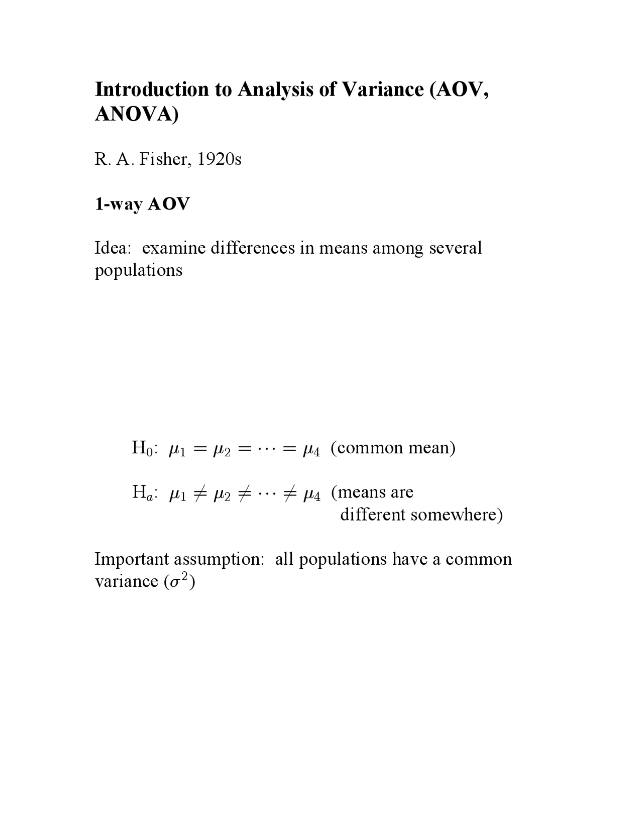 Introduction To Analysis Of Variance Lecture Notes Stat 401 Docsity