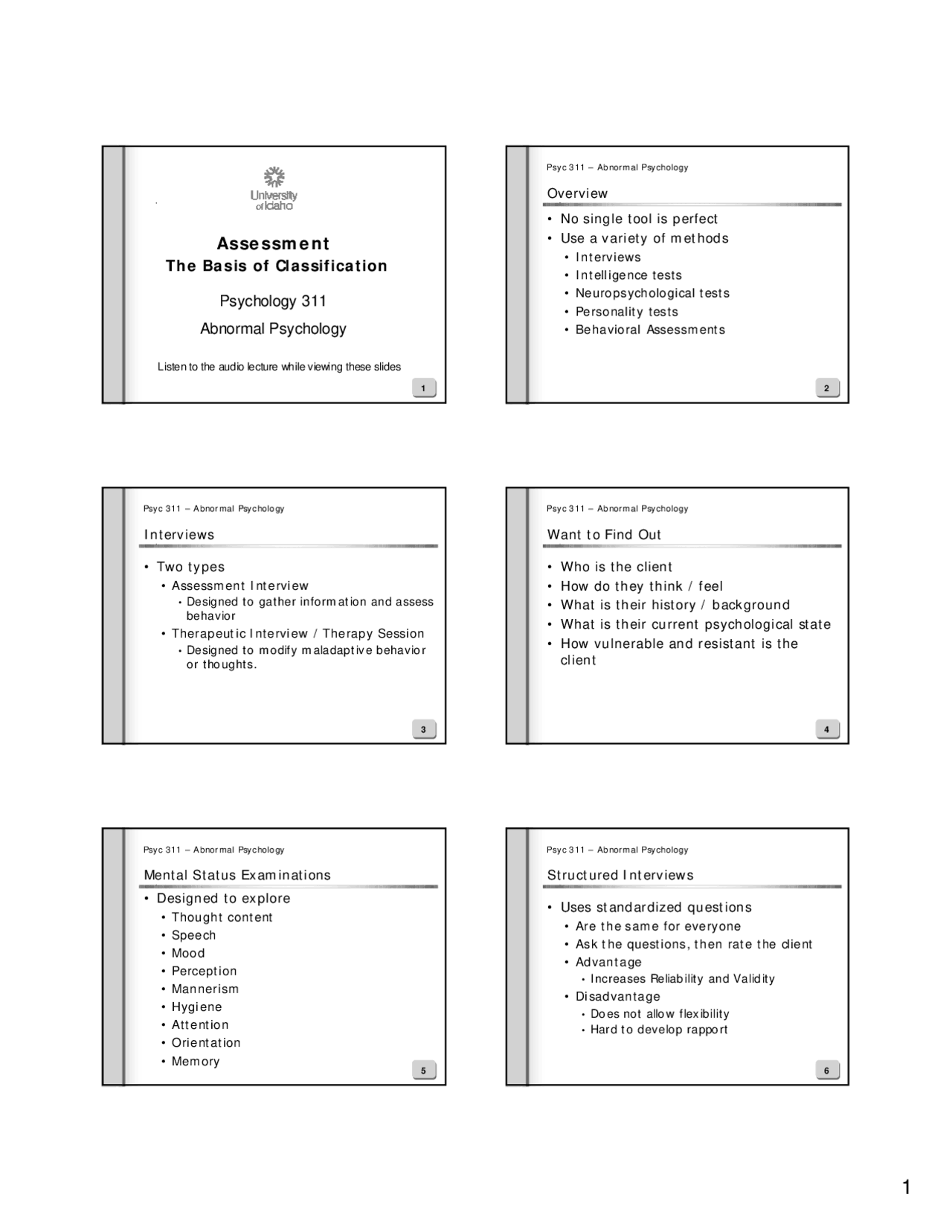 Assessment The Basis Of Classification Lecture Slides Psyc 311