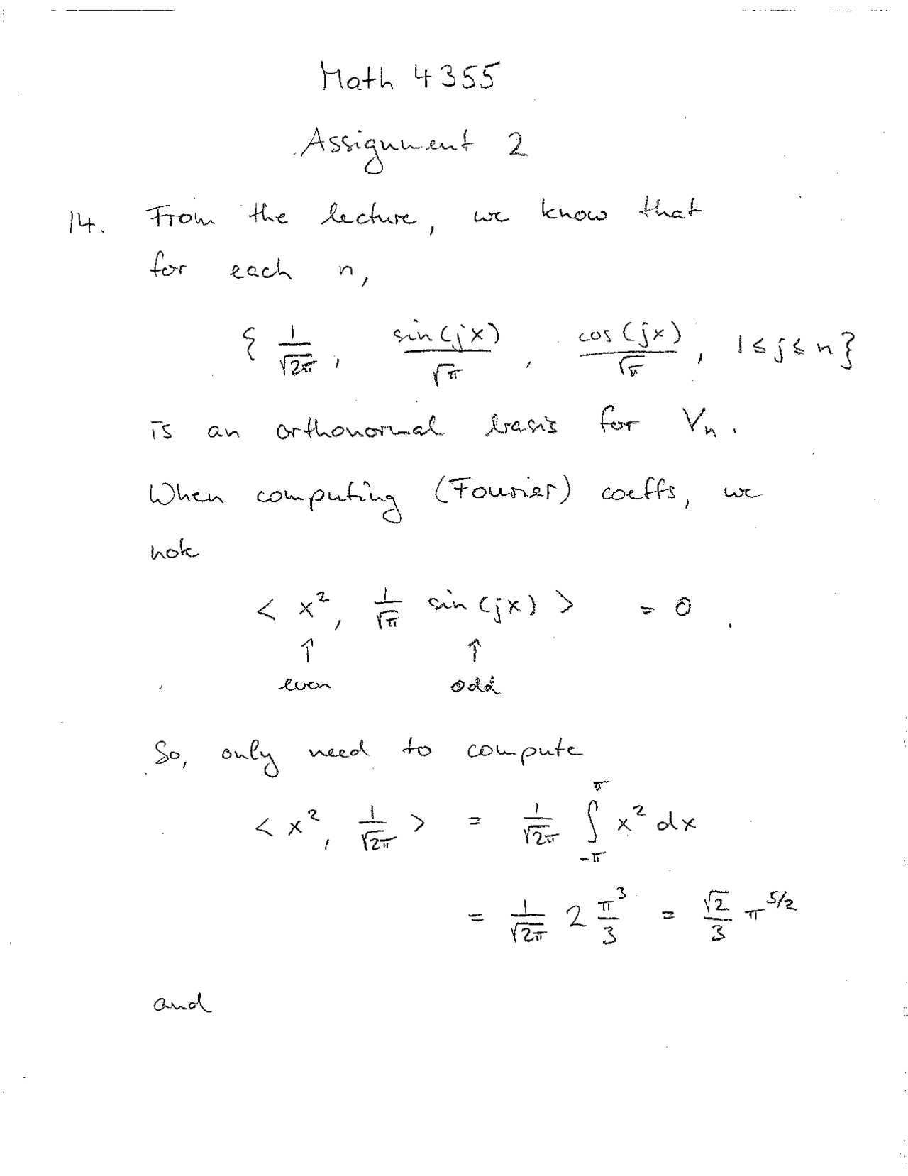 22 Solved Problems On Orthogonal Basis Of Computing Math 4355 Docsity