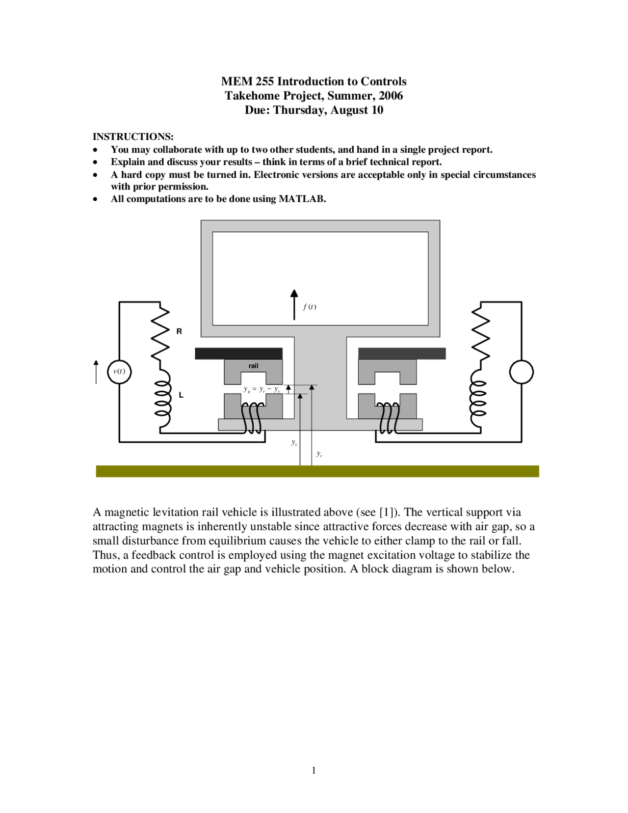 Project System Modeling And Response Introduction To Controls Mem