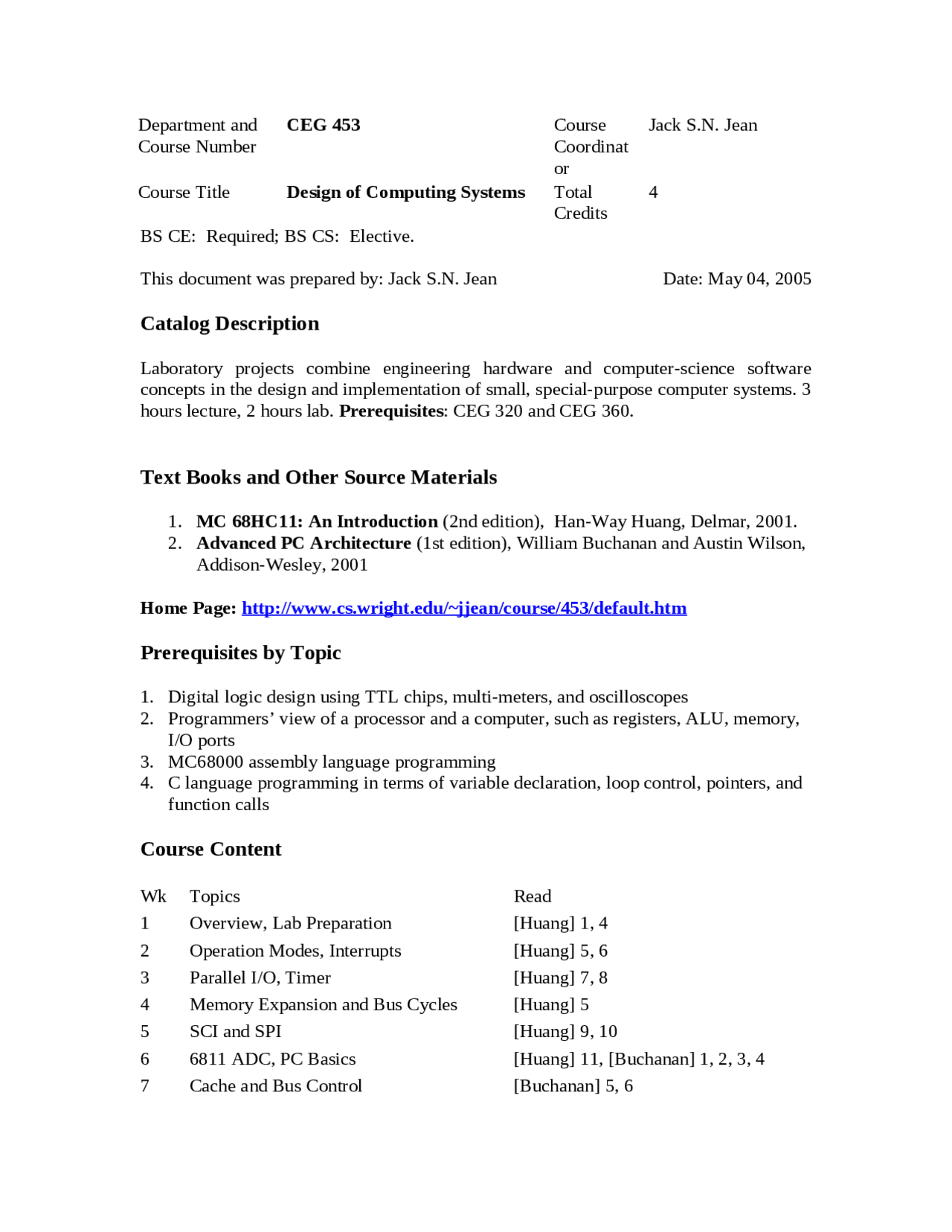 The Design of the Computing System - Experiment | CEG 320 - Docsity
