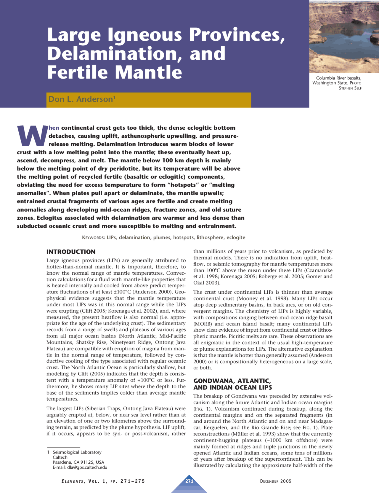 Large Igneous Provinces, Delamination and Fertile Mantle | EART 290 ...