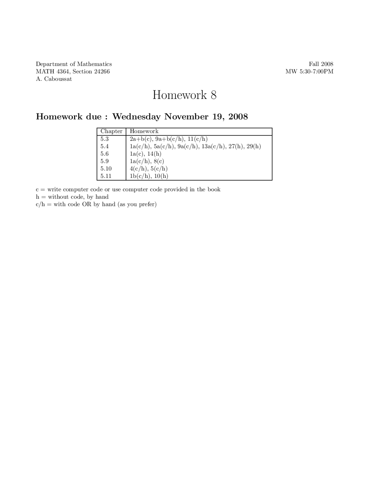 Numerical Analysis Homework 8 Unsolved Questions Math 4364 Docsity
