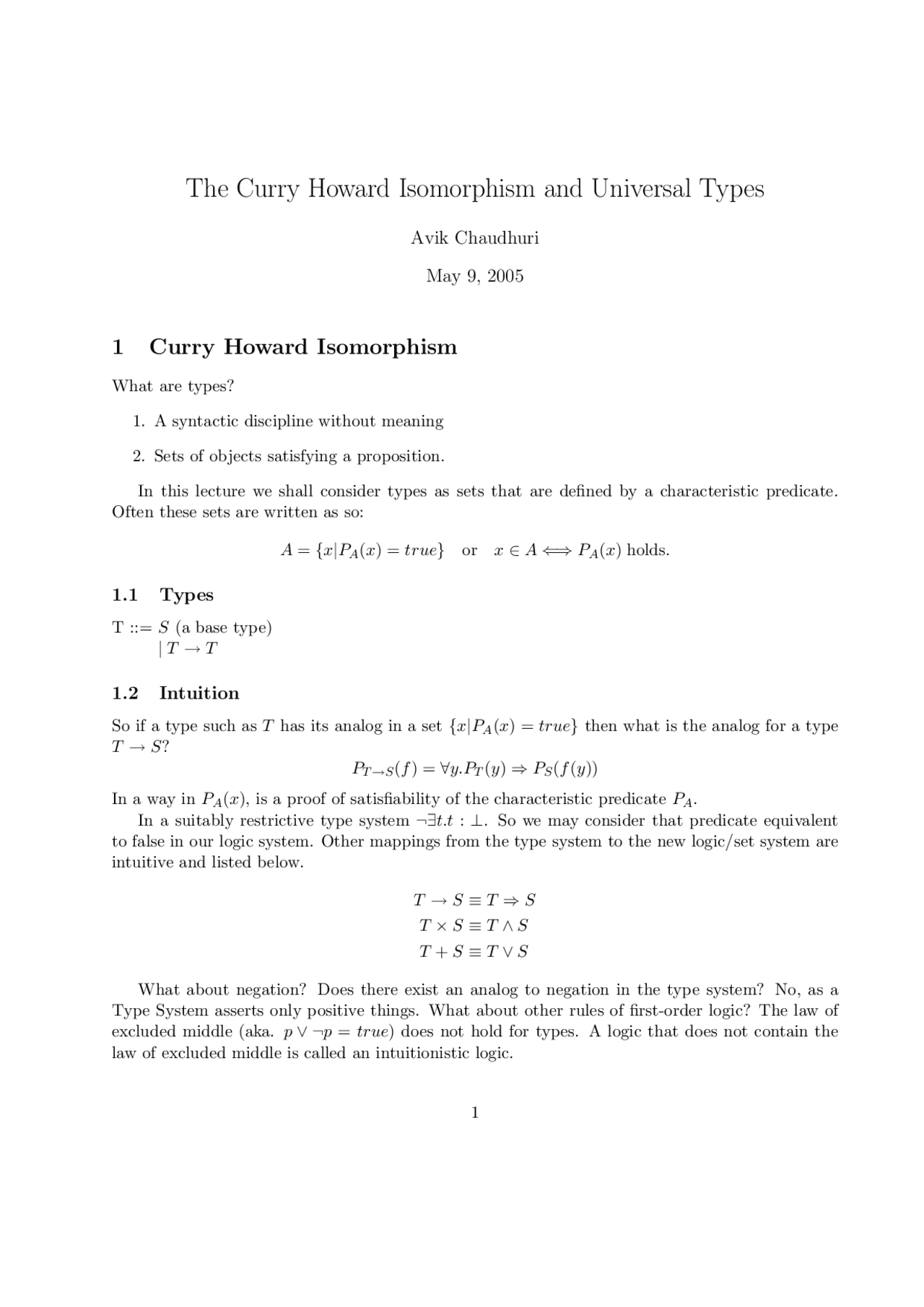 The Curry-Howard Isomorphism and Universal Types: Bridging Types and ...