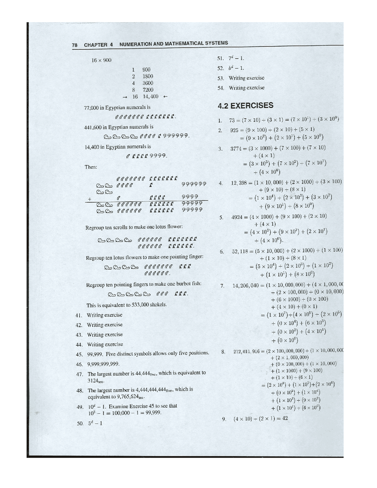 Numeration And Mathematical Systems Exercises Math 124 Docsity