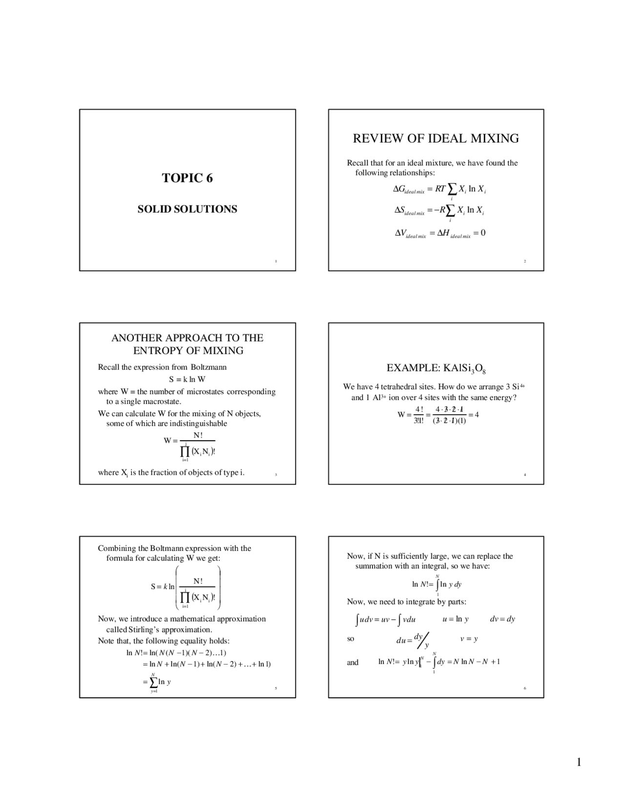 Lecture Slides On Solid Solutions Geol 555 Docsity