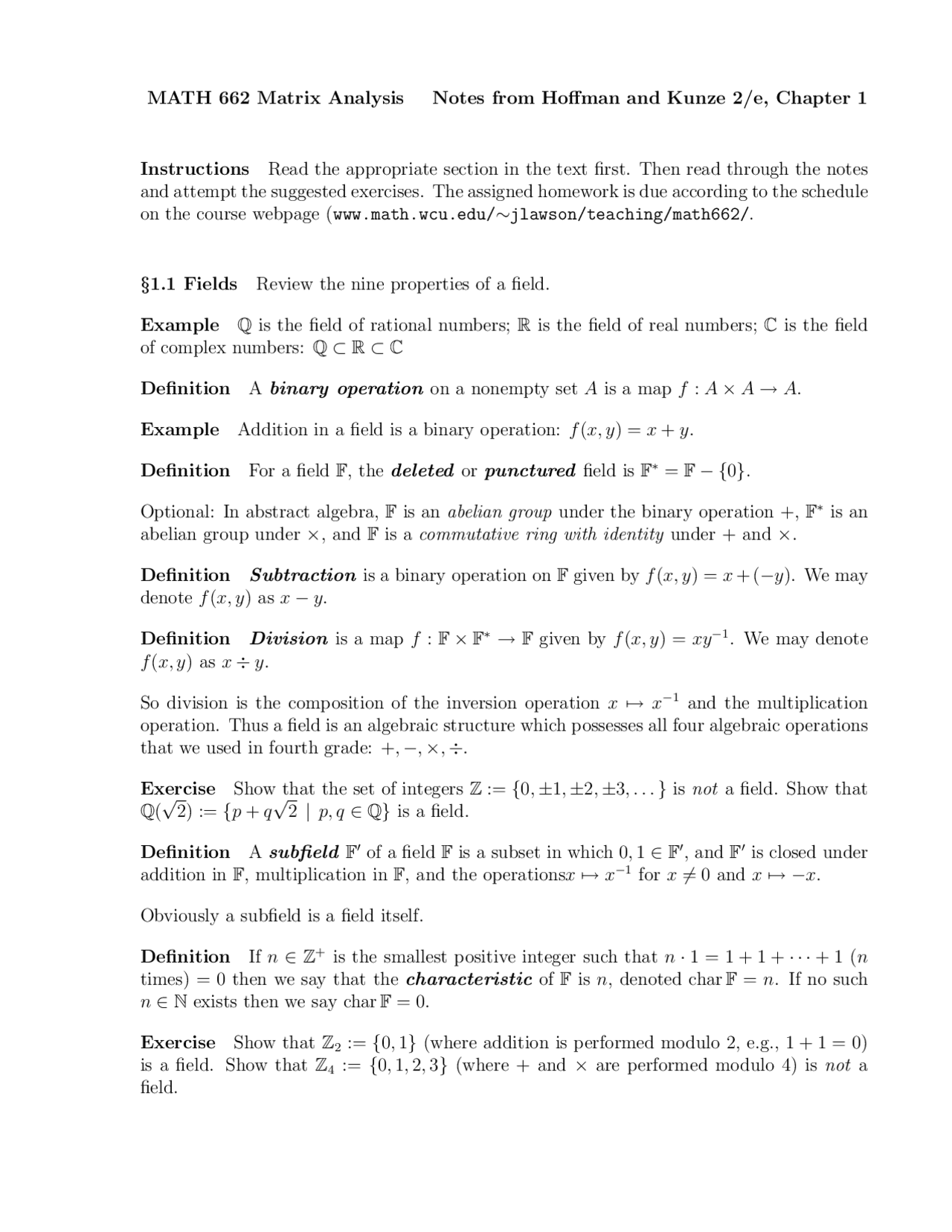 Review Sheet For Exam Matrix Analysis Math 662 Docsity
