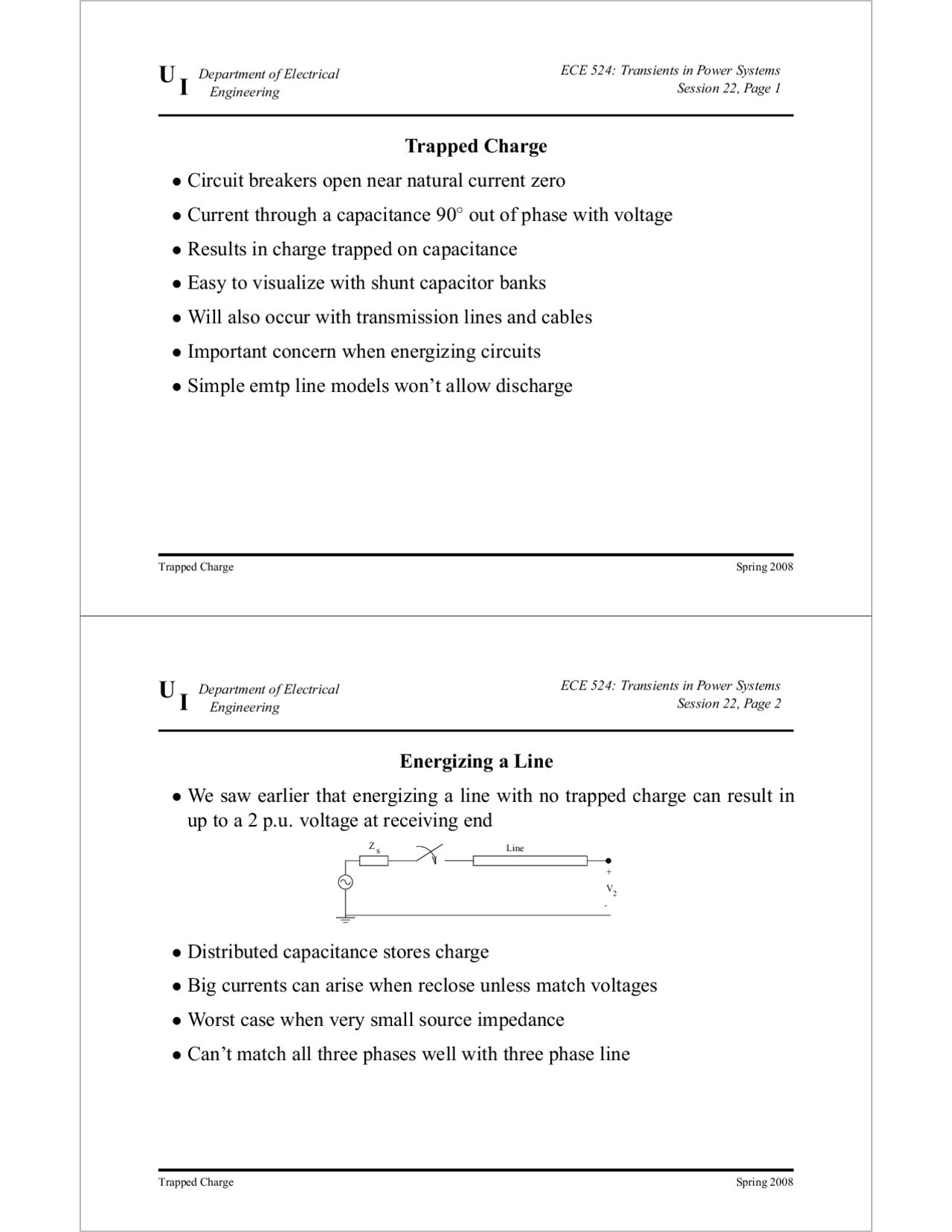 Lecture Slides on Transients in Power Systems | ECE 524 | Study notes ...
