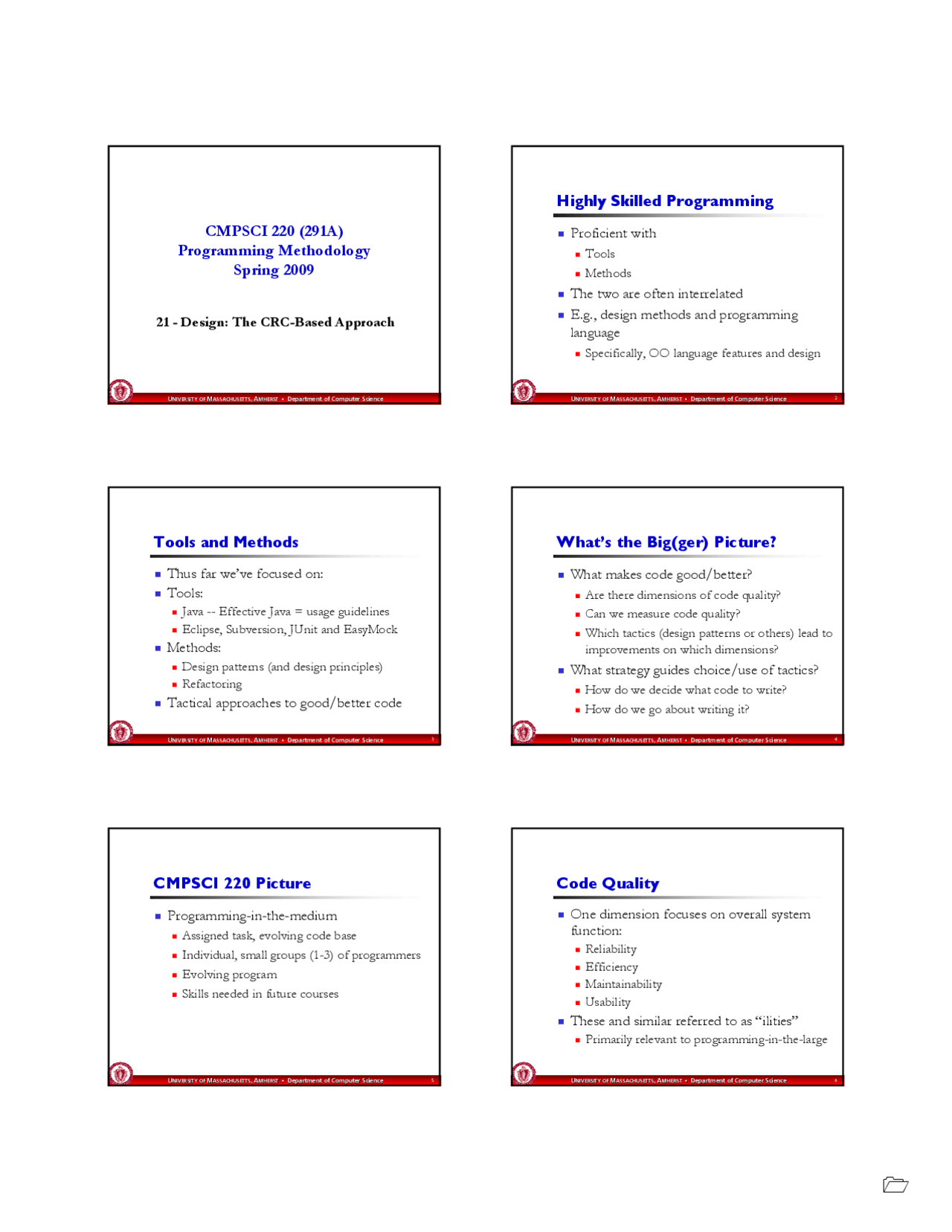 Design The Crc Based Approach Lecture Slides Cmpsci 220 Docsity