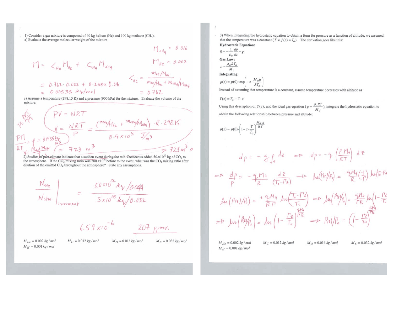 Practice Exam Solutions Atmospheric Process I Atsc 4010 Docsity