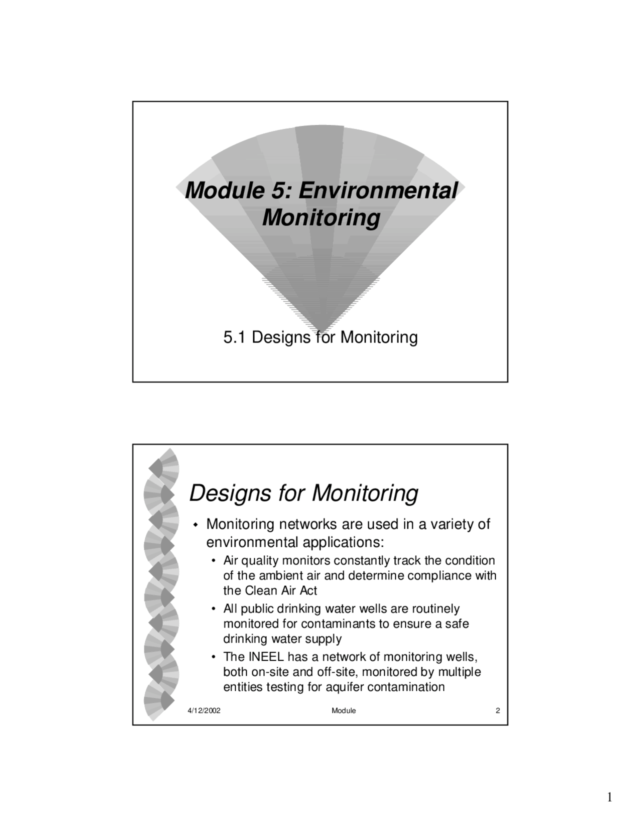 Designs For Monitoring Lecture Slides Envs 541 Docsity