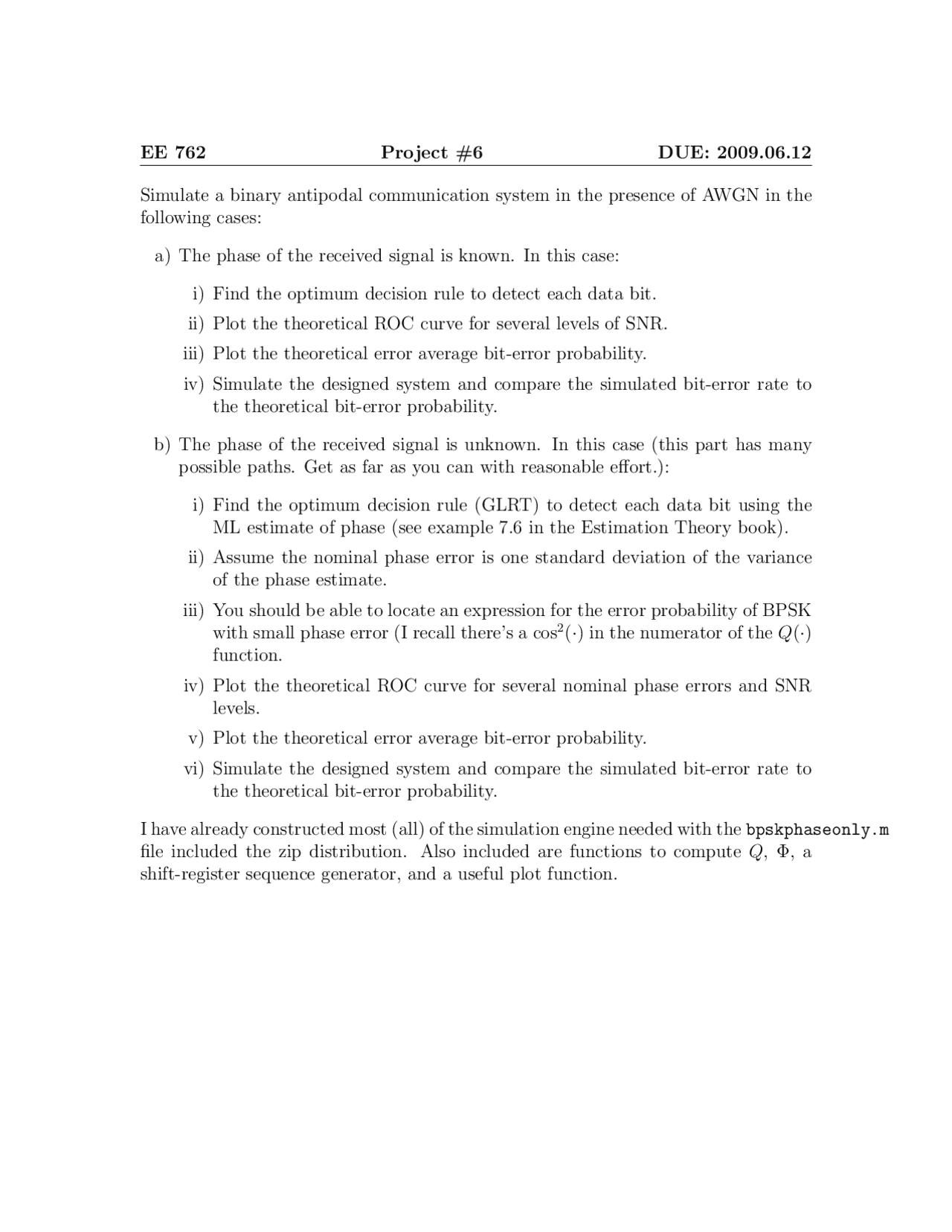 Project 6 Report On Detection Estimation And Optimal Filter Theory