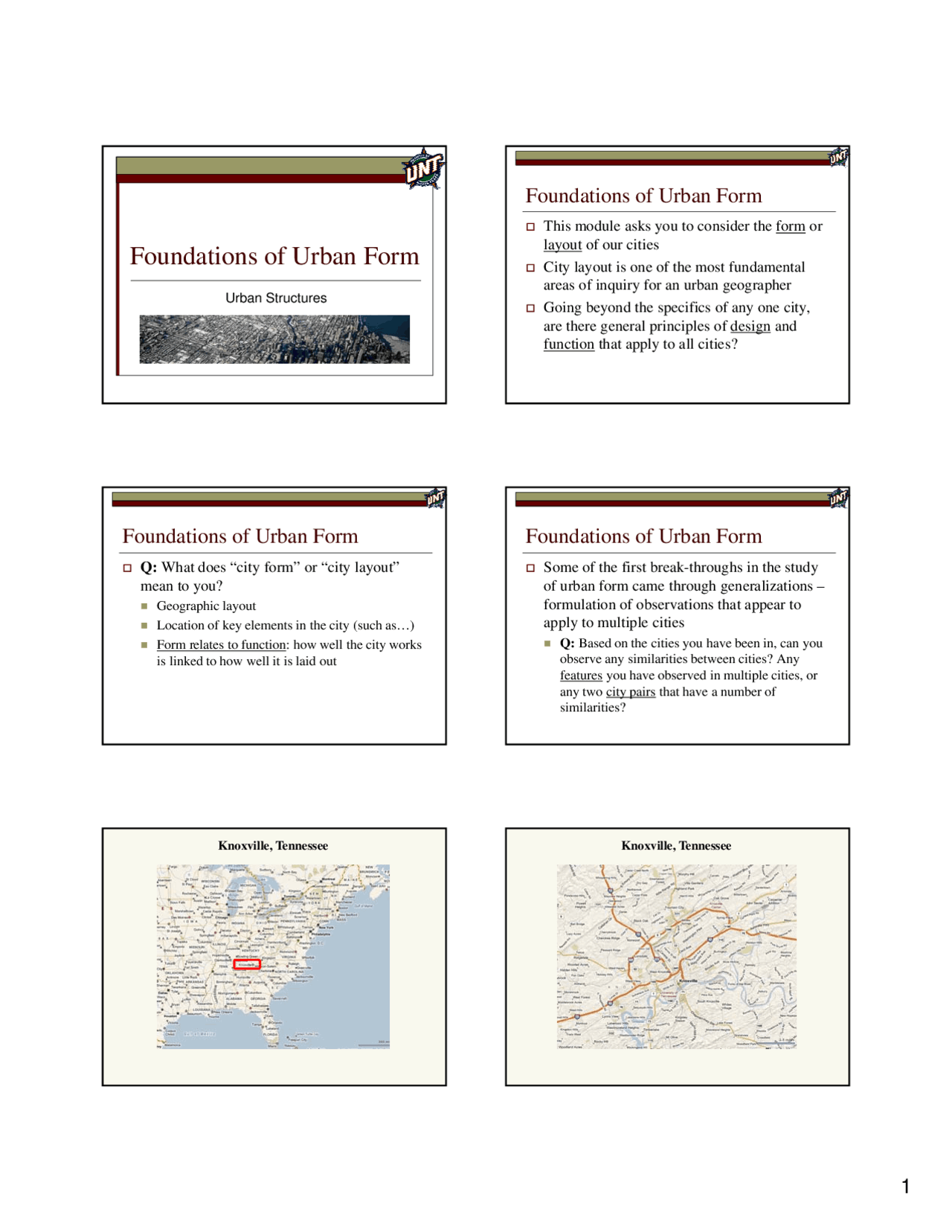Foundation of Urban Form - Lecture Slides | GEOG 4210 - Docsity