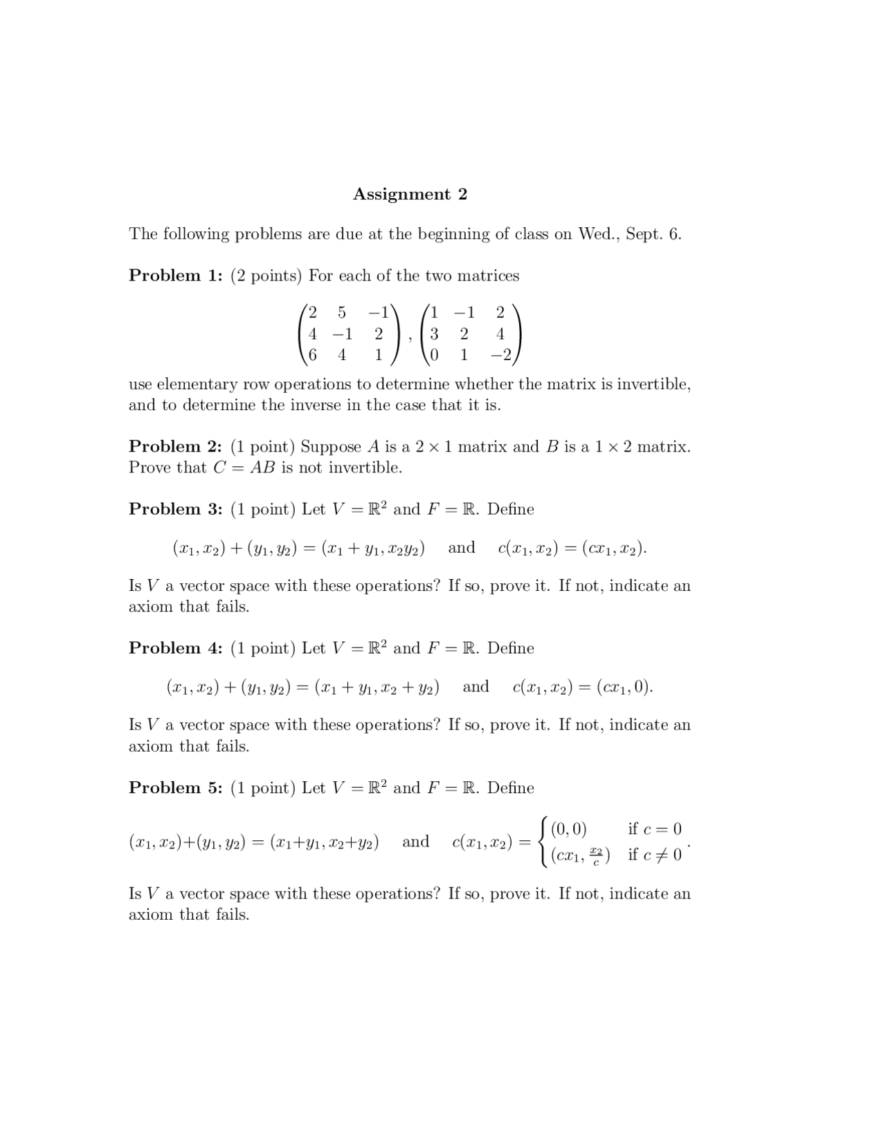 Assignment 2 Problems with Solutions for Advanced Linear Algebra I ...