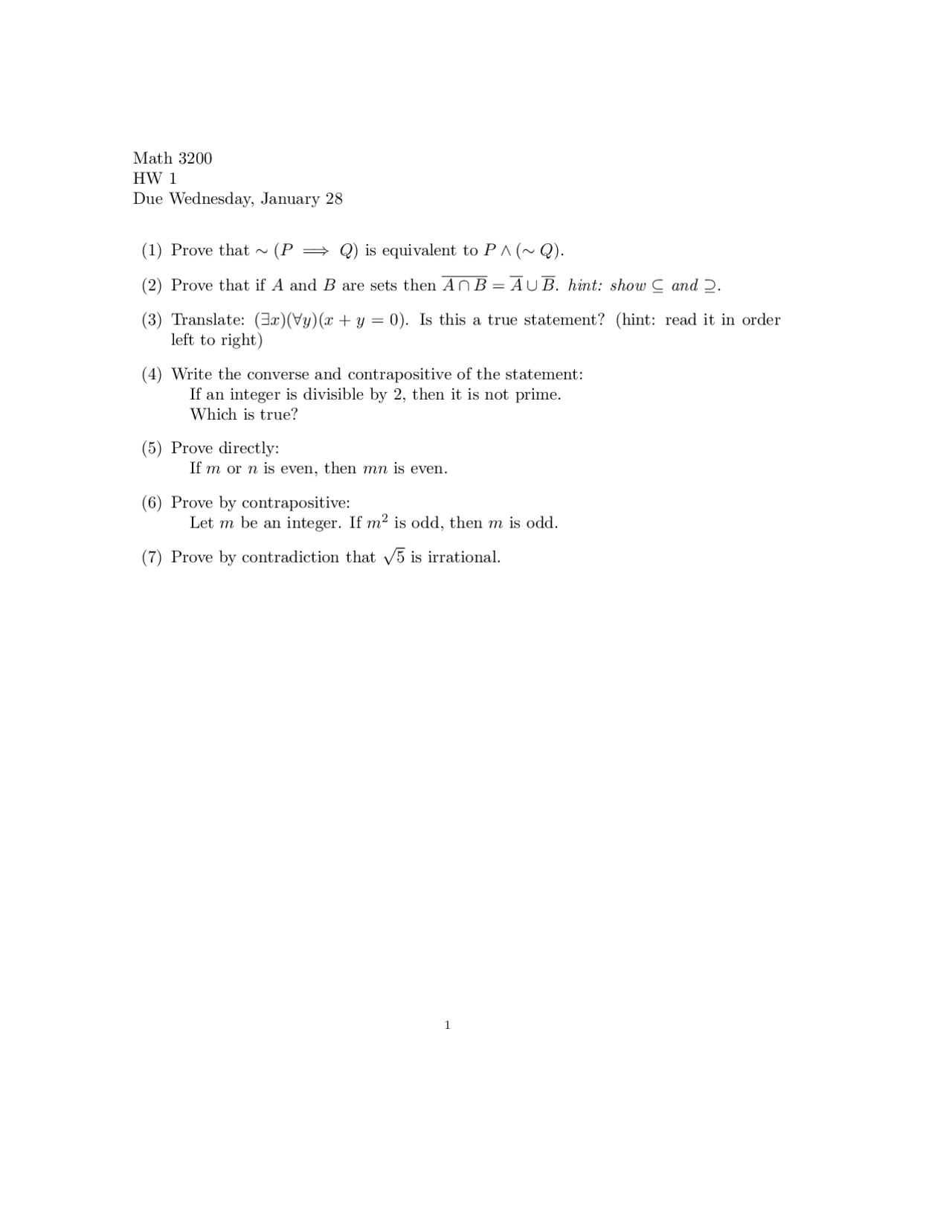 Polynomials Homework 1 Questions Math 3200 Docsity