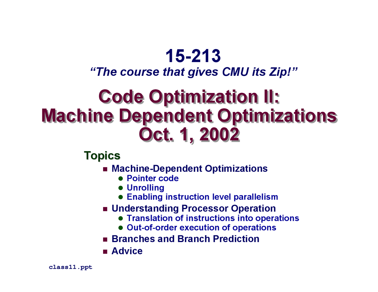 Machine Independent Optimizations - Code Optimization II | CS 680 - Docsity