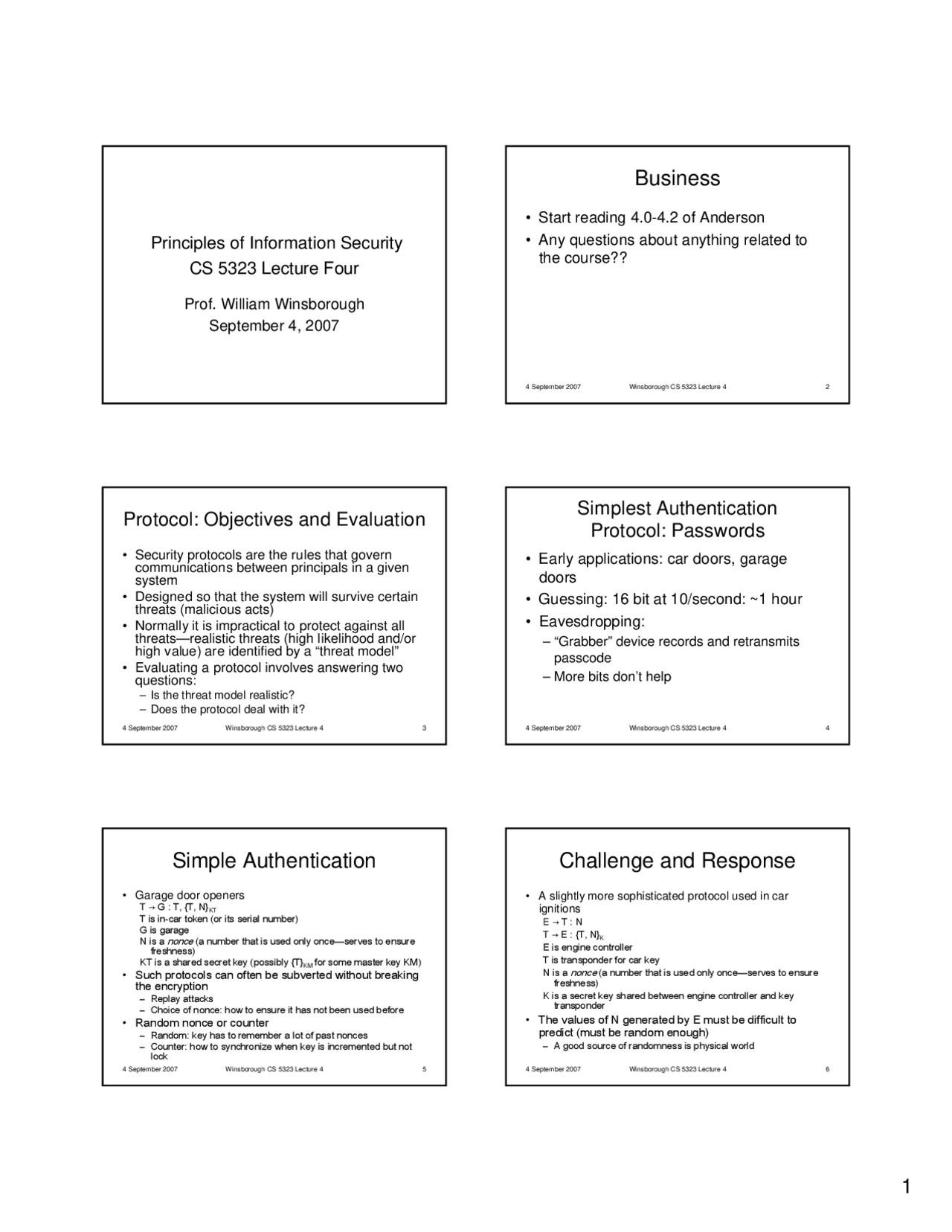 Protocol: Objectives and Evaluation - Lecture Slides | CS 5323 - Docsity