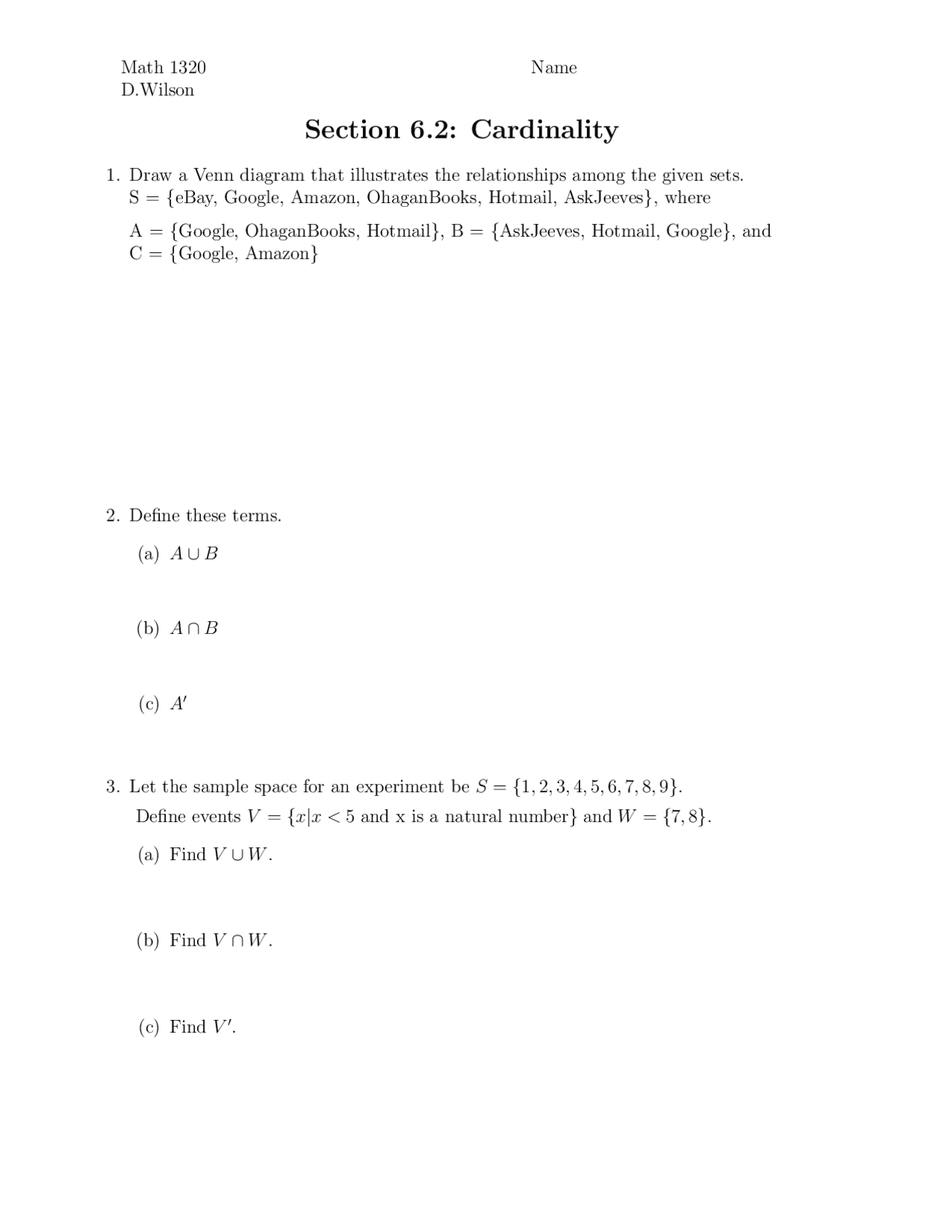 Questions of Math for Social Sciences I - Exam | MATH 1320 - Docsity