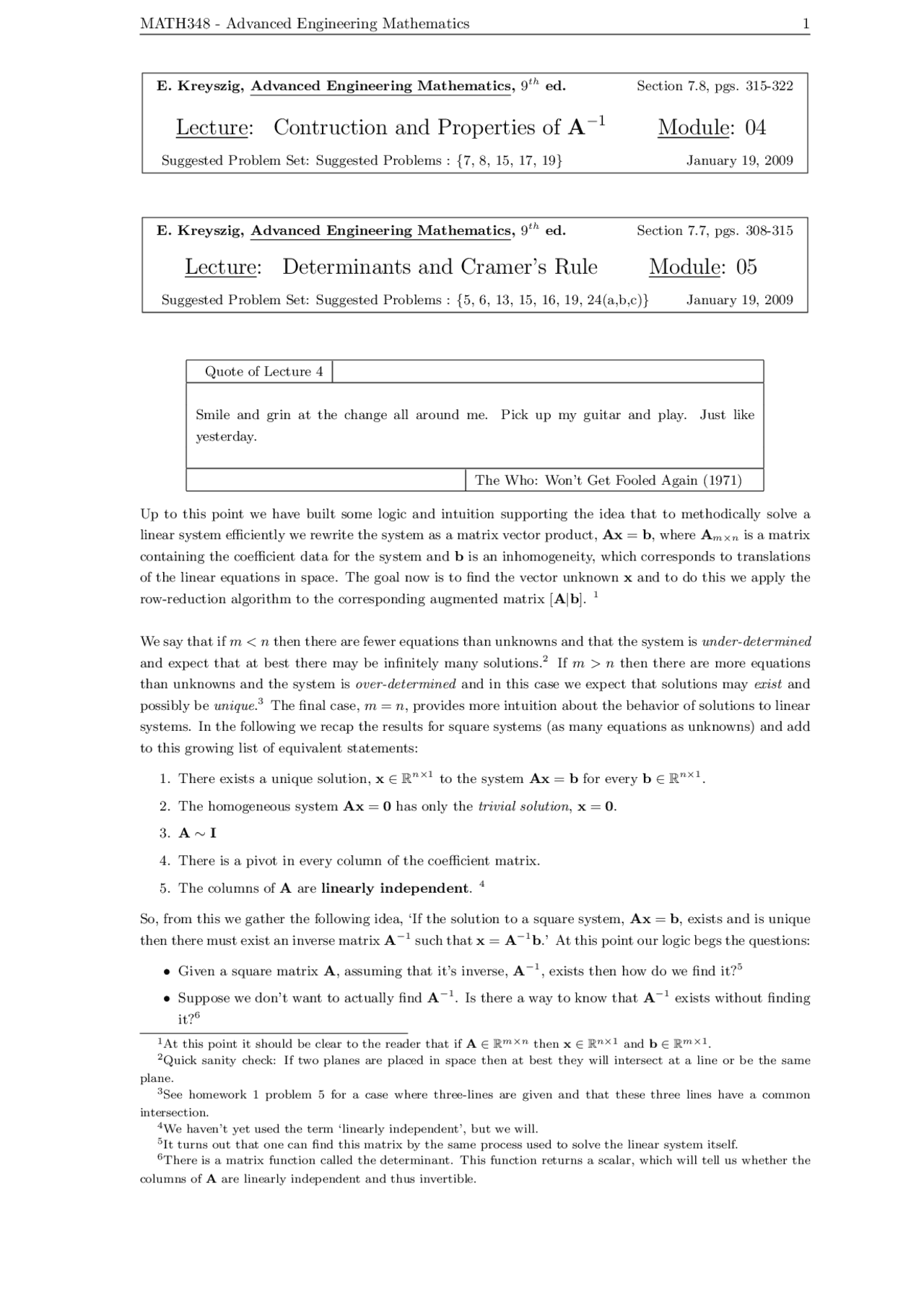 Homework Questions Advanced Engineering Mathematics Fall 2009