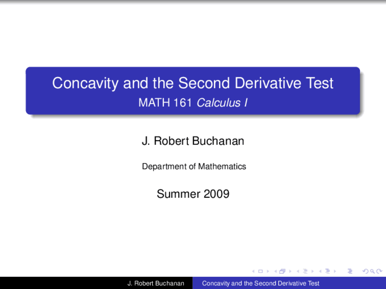 Concavity and Second Derivative Test for Calculus 1 | MATH 161 - Docsity
