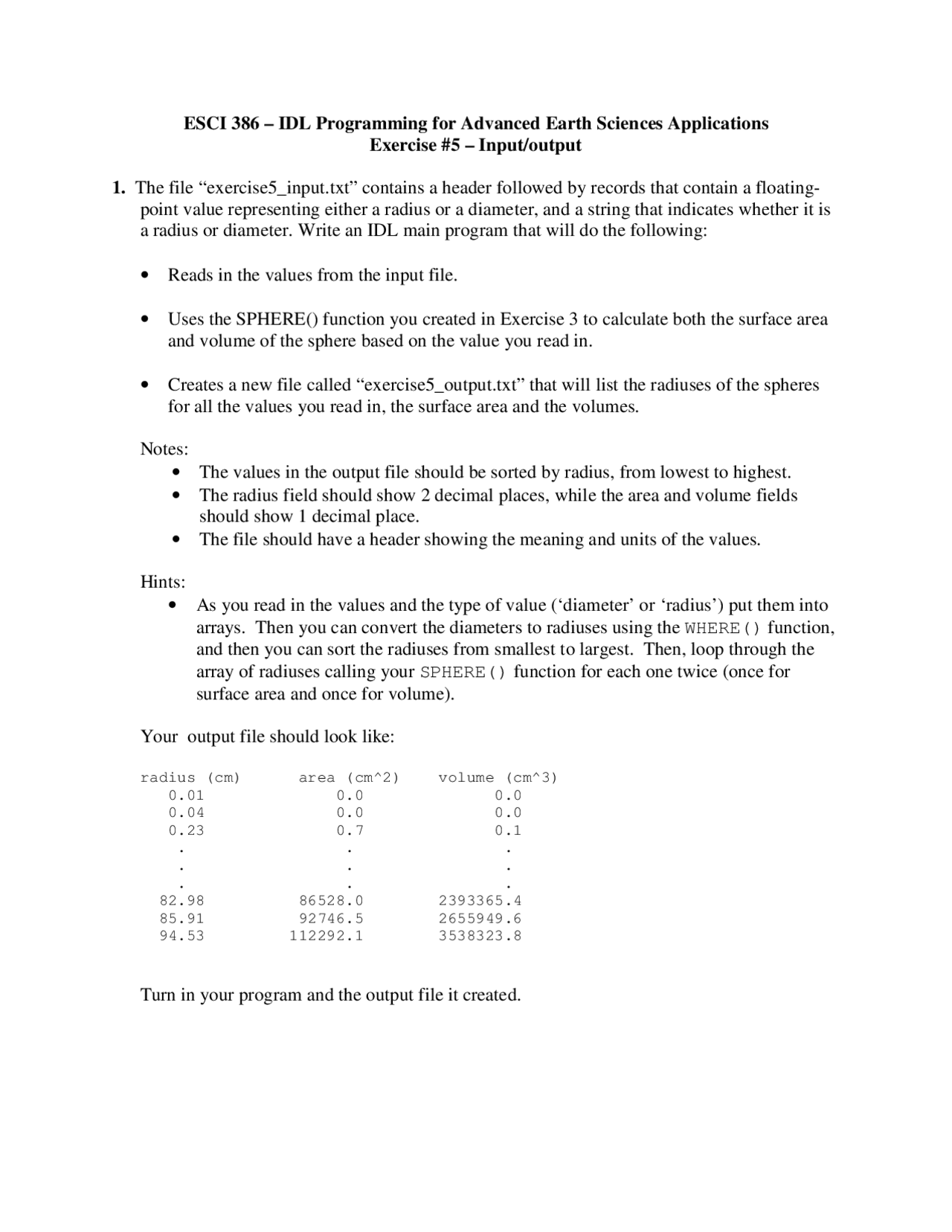 IDL Programming Exercises for Earth Sciences: Input/Output | Study ...