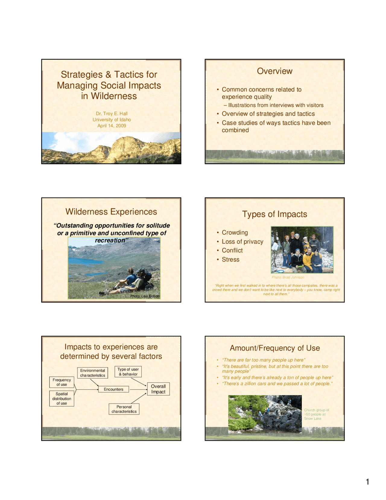 Strategies And Tactics For Managing Social Impacts In Wilderness Css