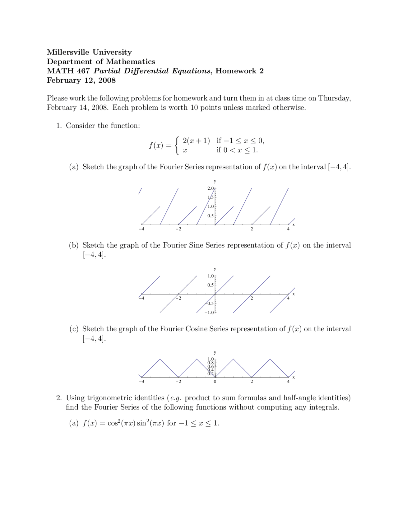 Homework 2 With Solutions For Partial Differential Equations Math 467 Docsity