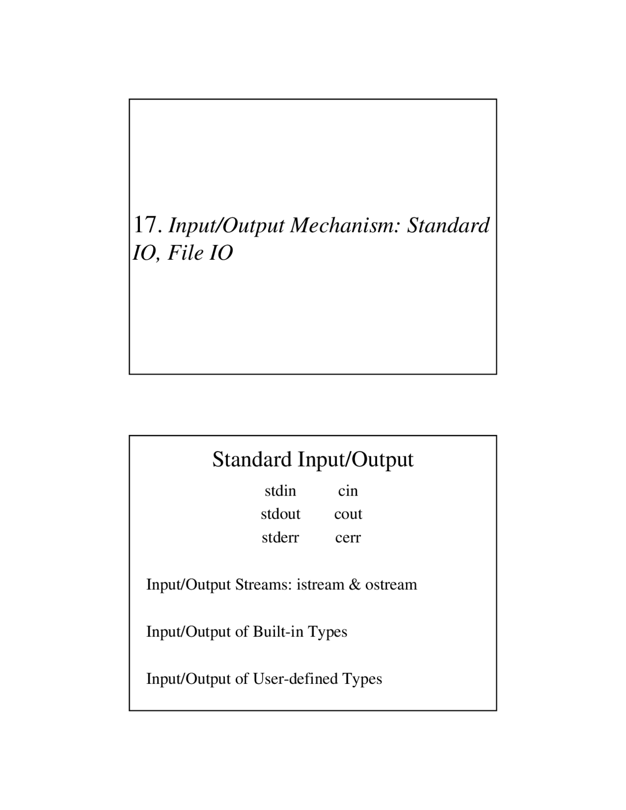 Input/output Mechanism: Standard IO, File IO | COSC 1320 - Docsity