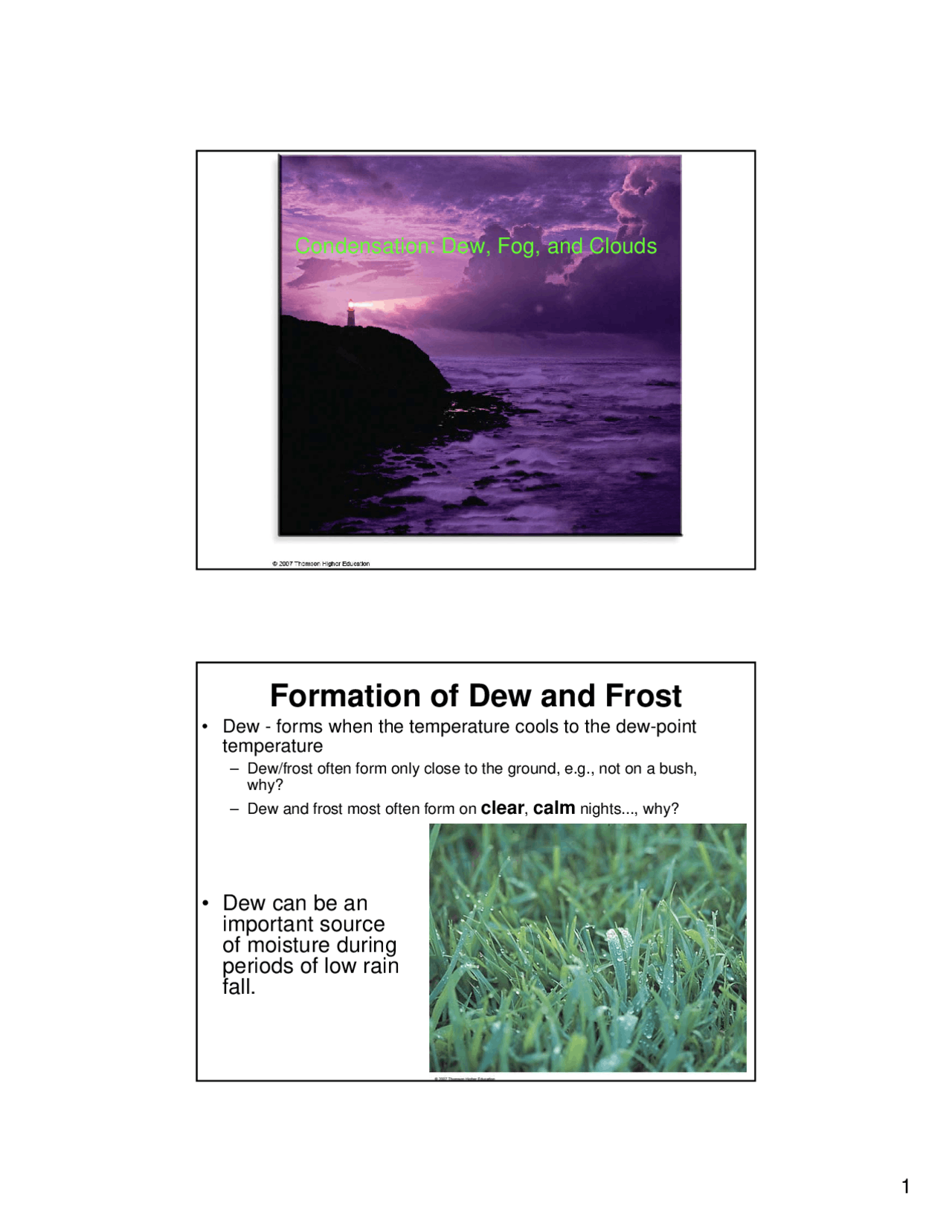 Condensation Dew Fog And Clouds Lecture Slides Atsc 2000 Docsity