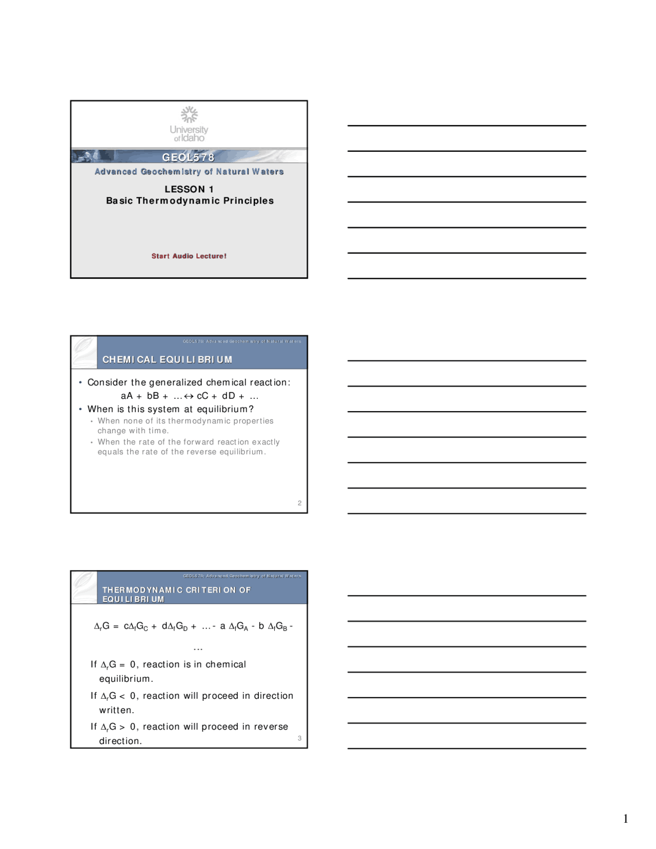 Basic Thermodynamic Principles Lecture Slides Geol 578 Docsity